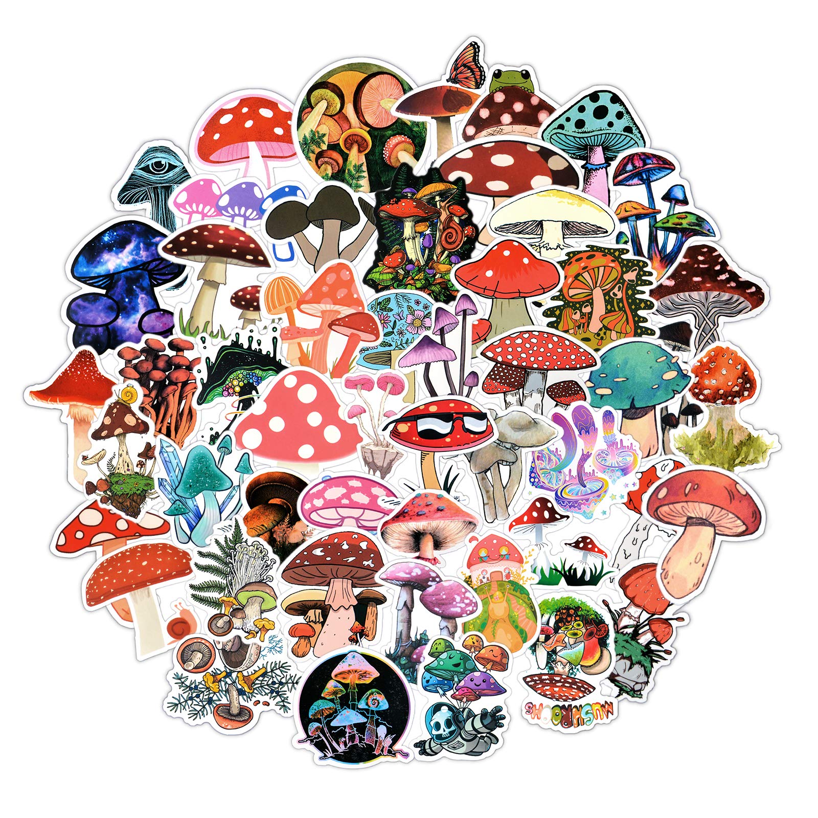 Ebanku 102 Pcs Mushroom Stickers Waterproof Vinyl Stickers For Laptop ...
