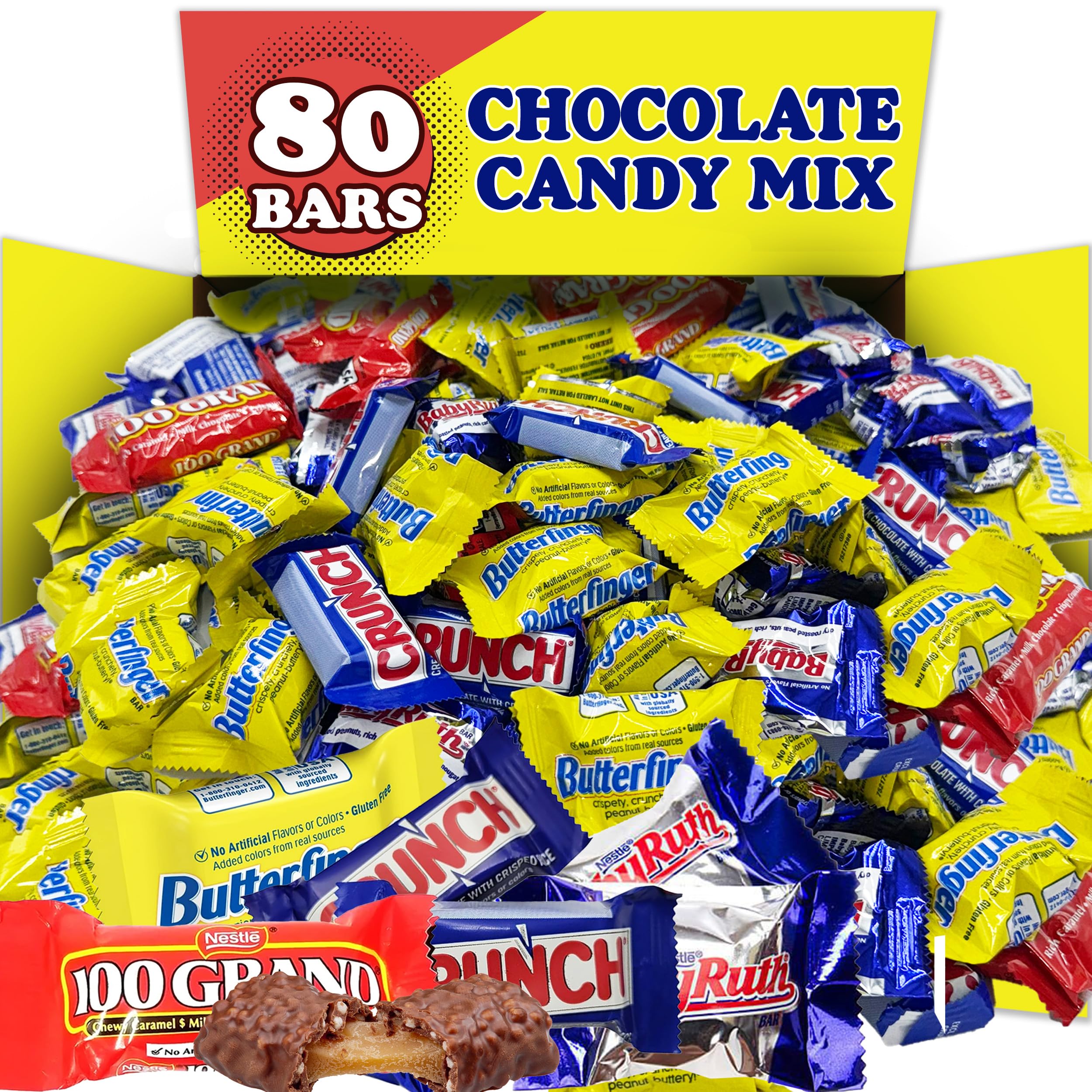 Amazon.com: Assorted Chocolate Candy Bars Mix, 80 Count, with ...