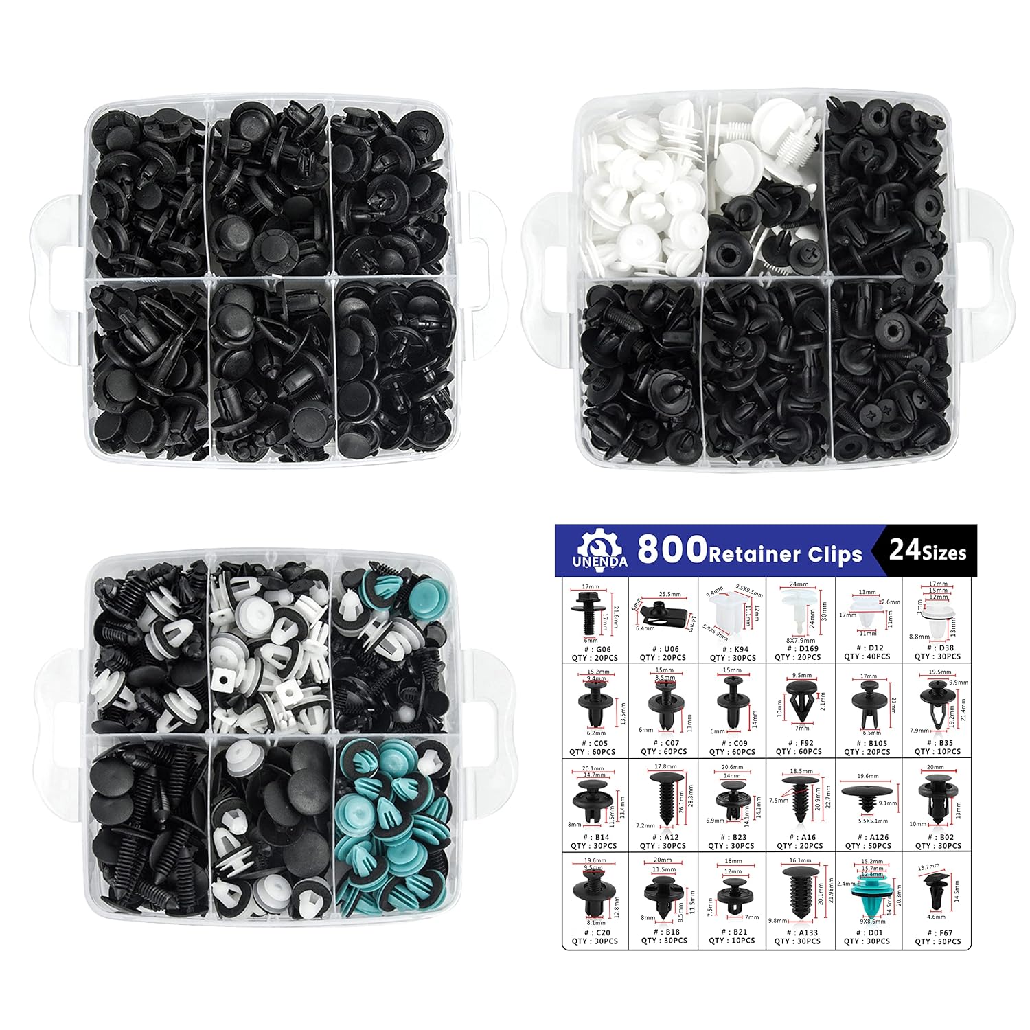 Clips de retención para automóvil 24 tamaños más populares 801 piezas ...