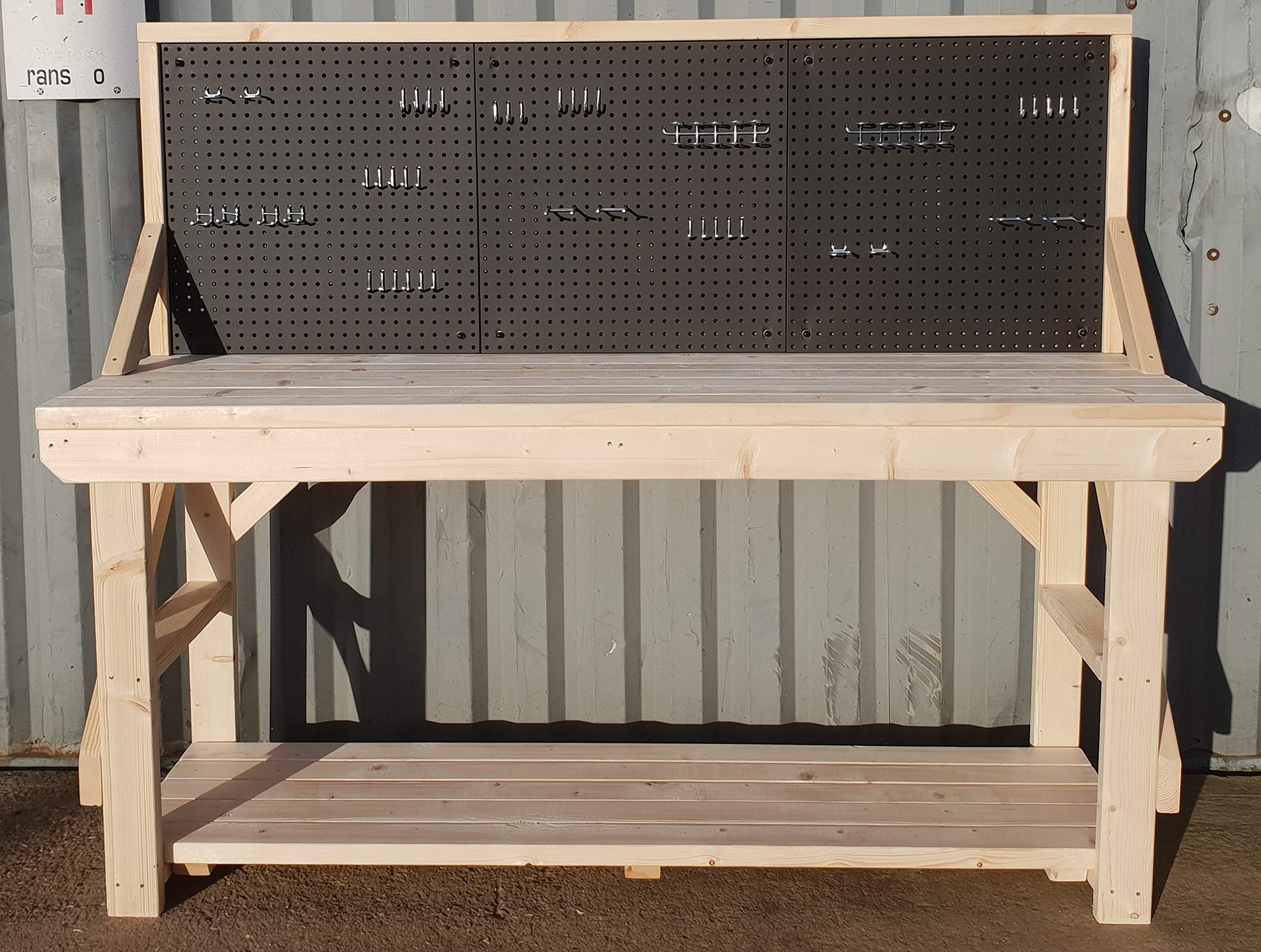 Wooden Workbench With Pegboard