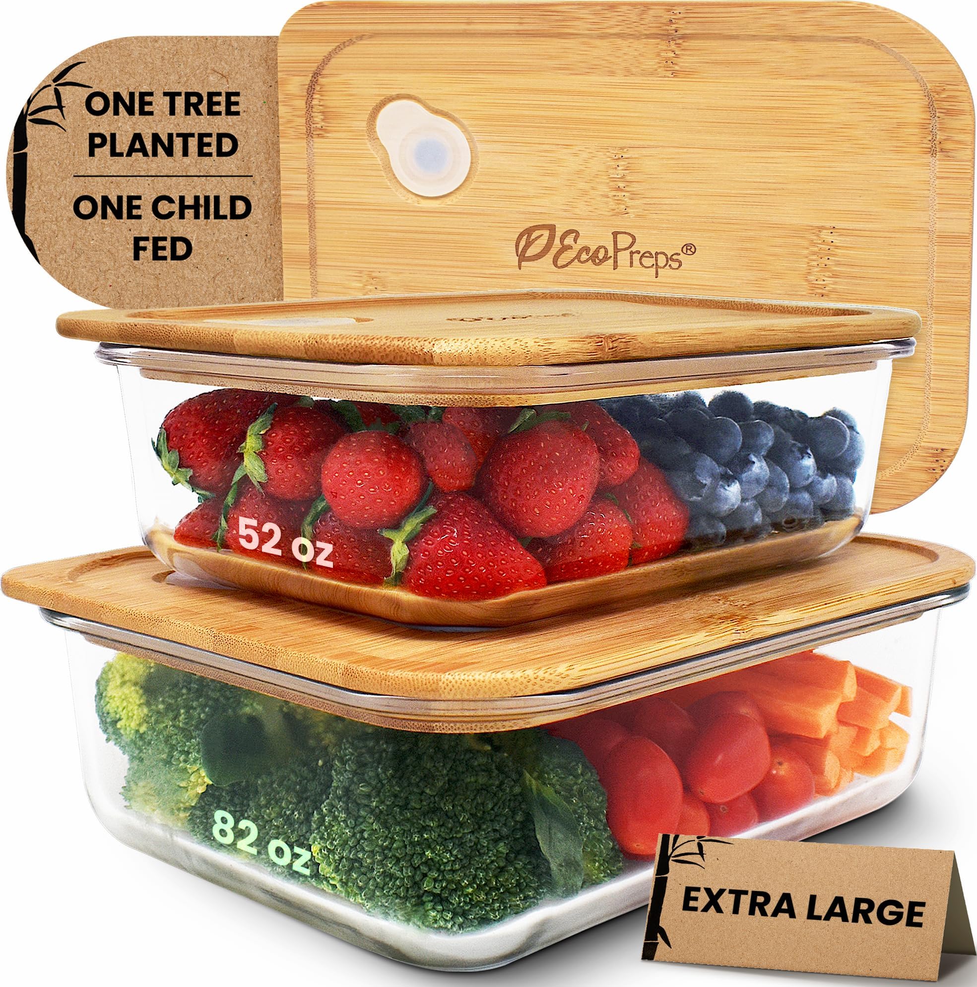 Amazon.com: Glass Food Storage Containers with Bamboo Lids (4 Pack, 36 ...