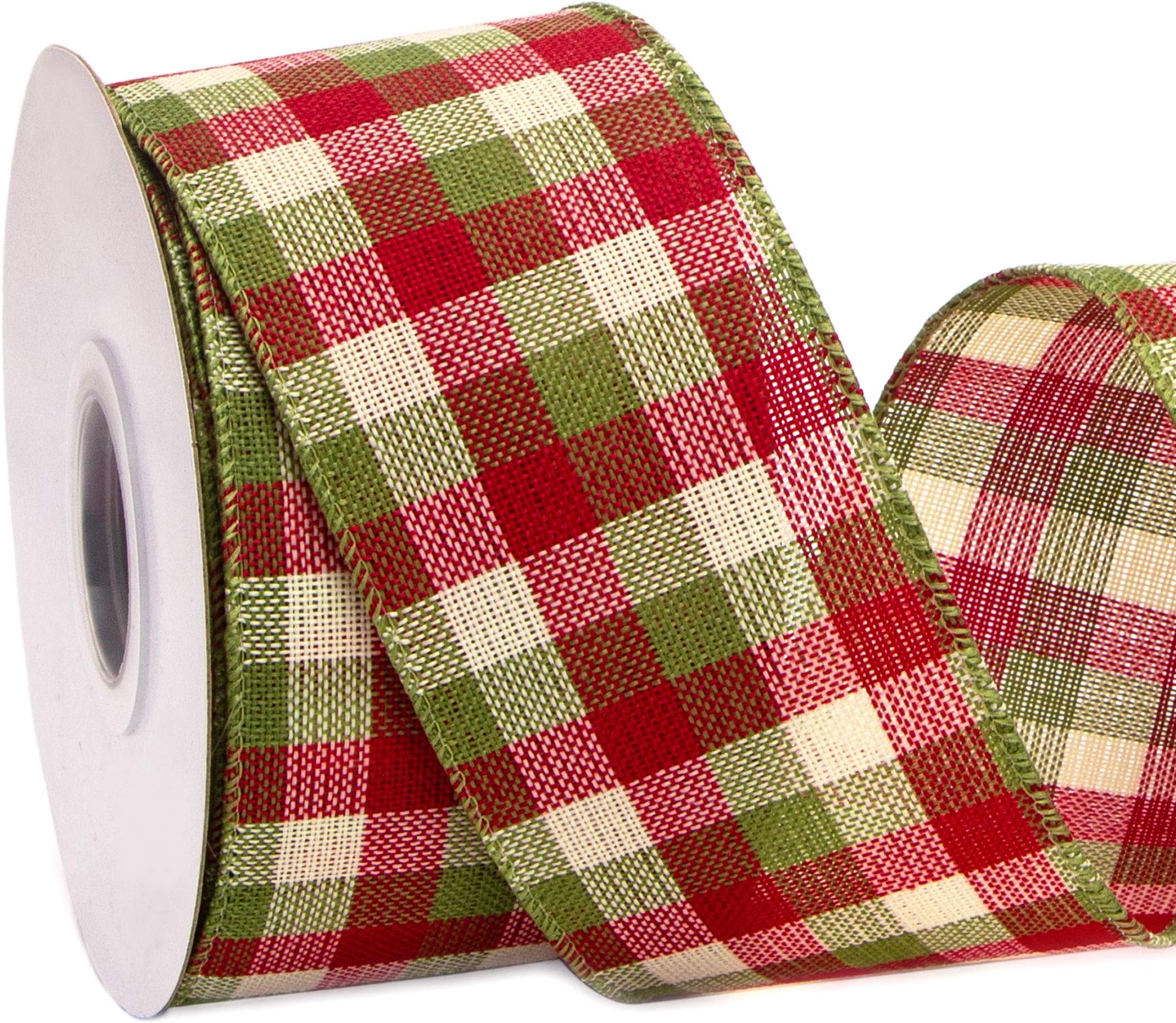 Amazon.com: Ribbli Red and White Wired Ribbon, 2-1/2 Inch x 10 Yard ...