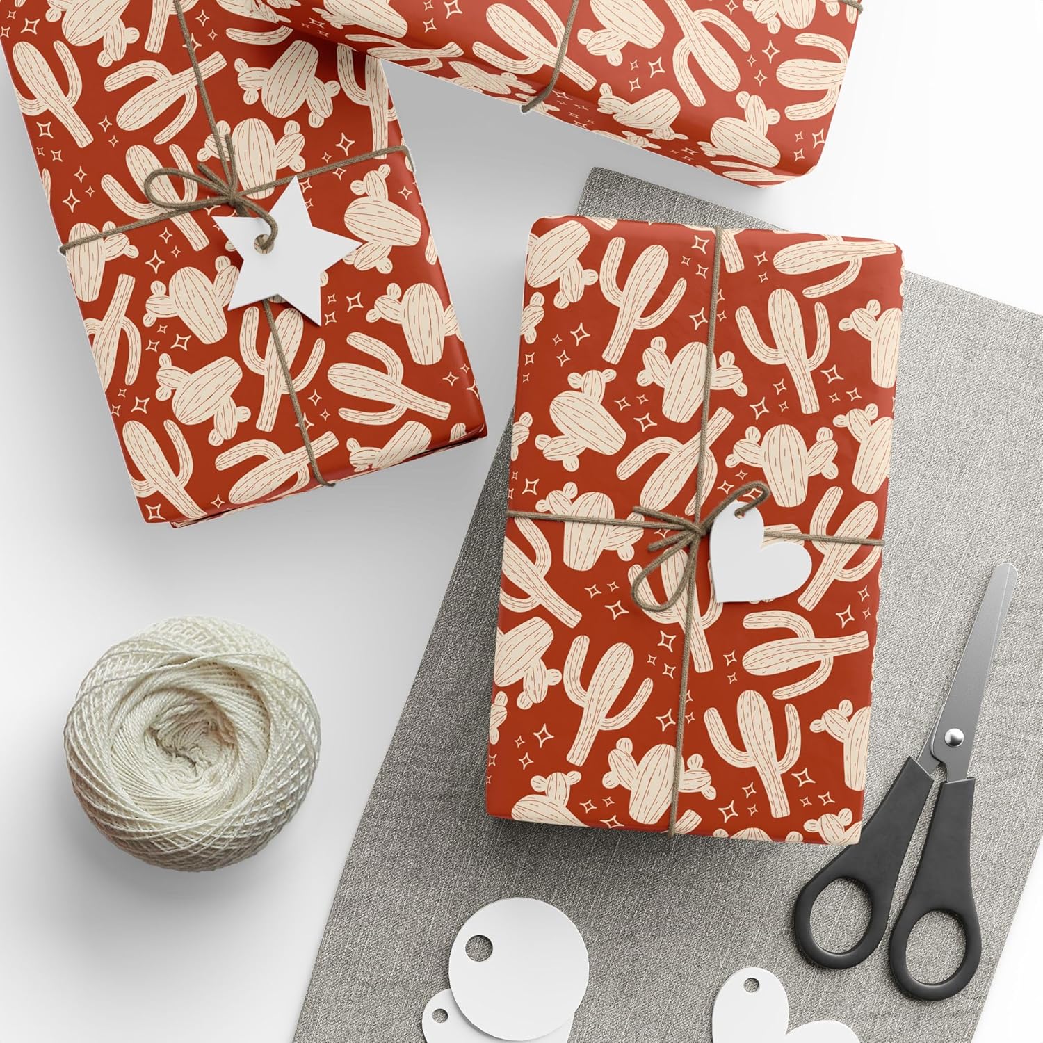 Amazon.com: Boho Cactus Wrapping Paper Roll, 3x sizes, Boho Western ...
