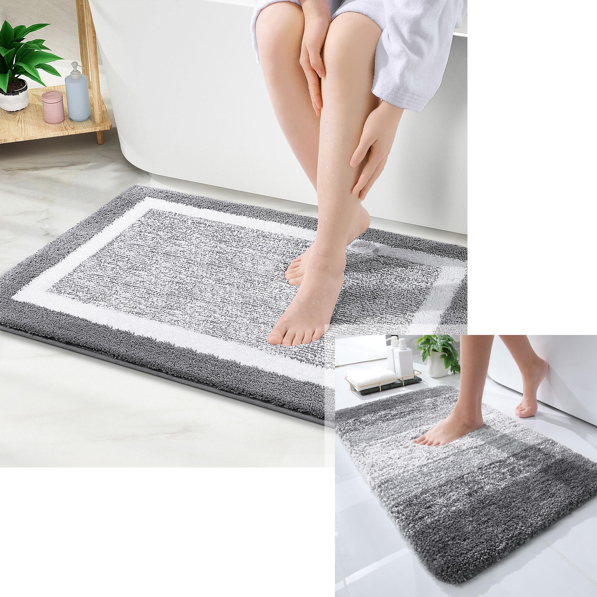 Amazon.com: OLANLY Ombre Bathroom Rugs, Bath Rug Size 30x20+36x24 in ...