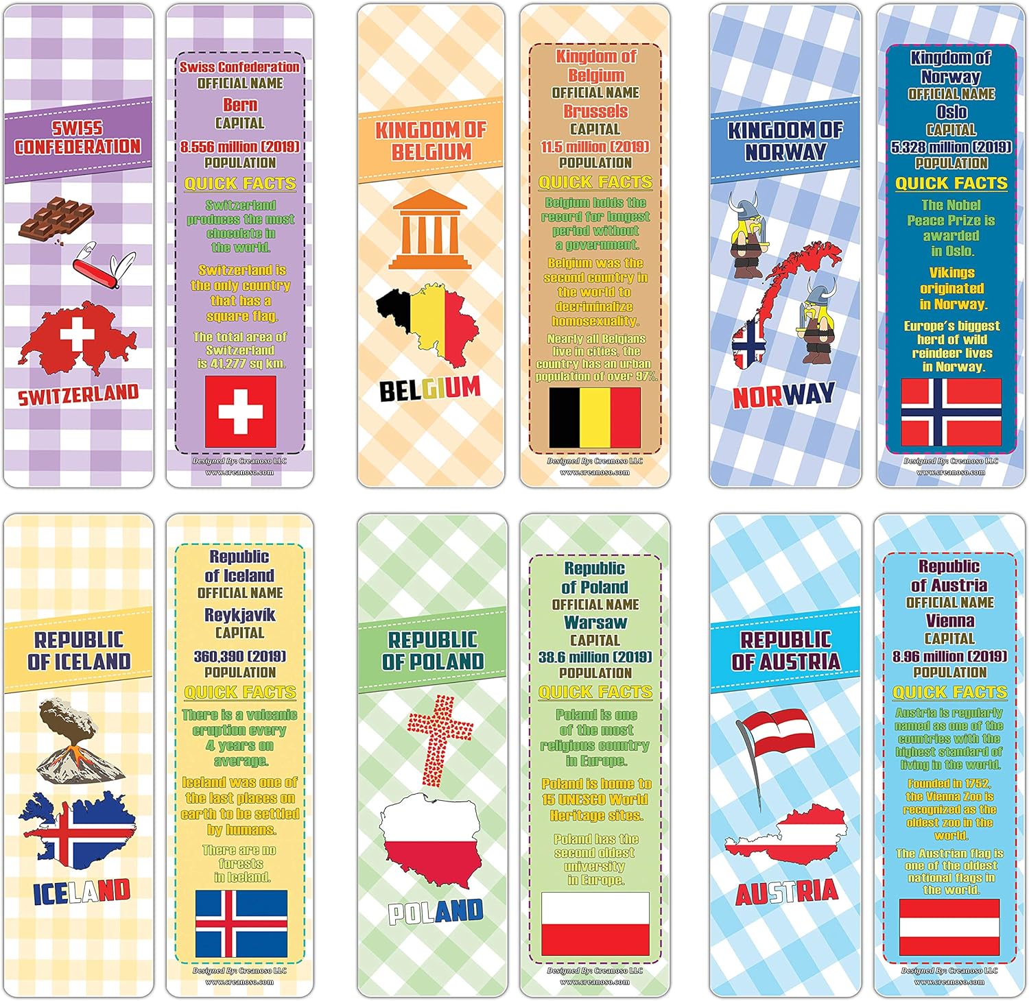 Amazon.com : Creanoso European Countries Facts Educational Series 2 ...