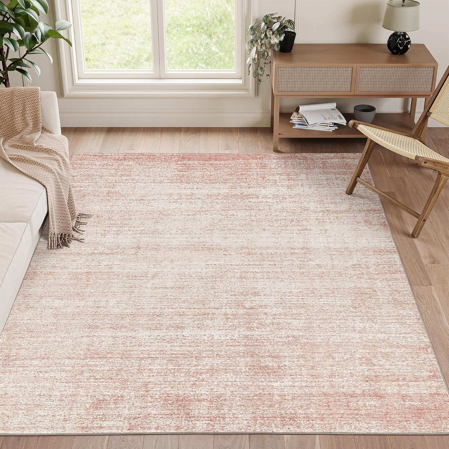 Amazon.com: Valenrug Pink 5x7 Area Rug - Washable, Stain Resistant, Non ...