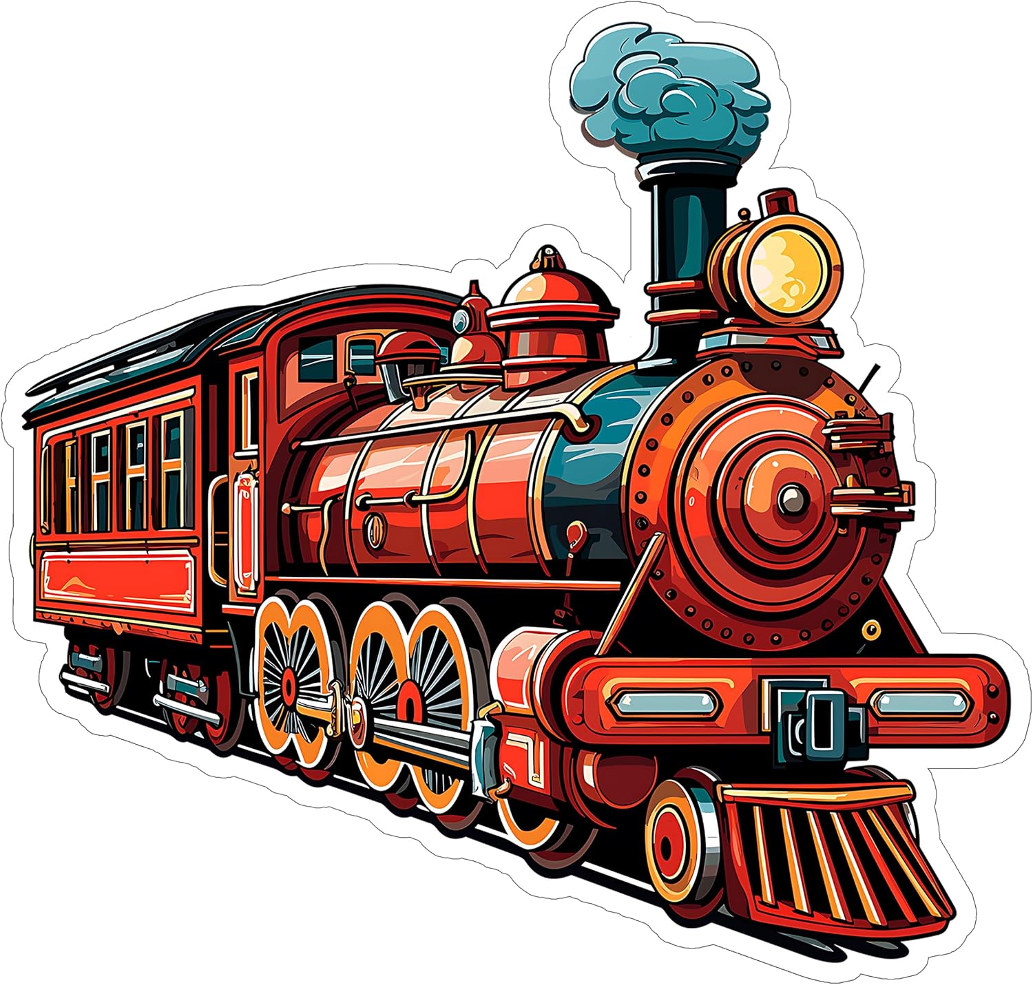 Amazon.com: Vintage Train Sticker 4 Inch Retro Locomotive Railway ...