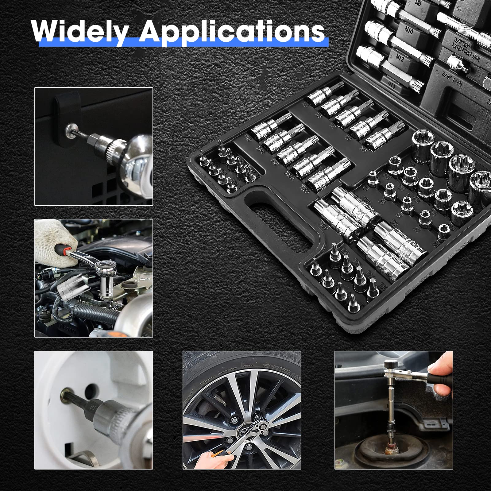 PTSTEL 53PCS Master Torx Bit Socket Set, Female E-Torx Sockets, Star ...