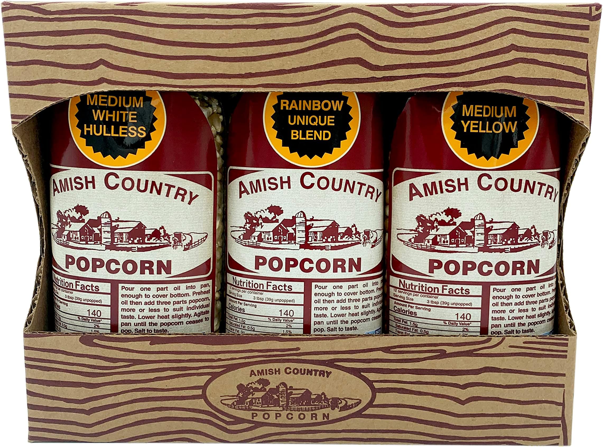 Amazon.com: Amish Country Popcorn | 3-1 lb Bags | Purple, Red and Blue ...