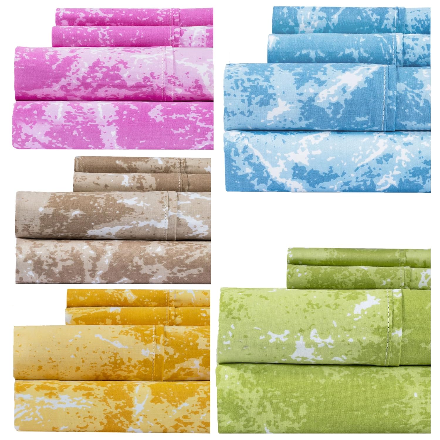 King, Taupe : Weavely Marble Print Sheet Set, 400 Thread Count 100% ...