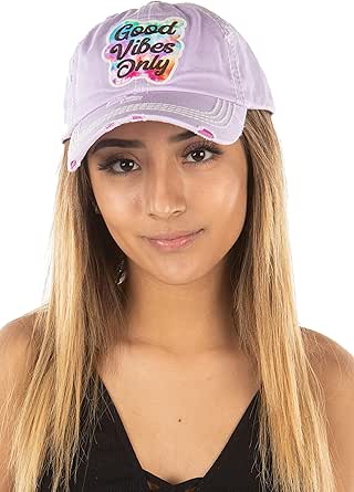 Funky Junque Womens Baseball Cap Distressed Vintage Unconstructed Embroidered Patch Hat (Good ...