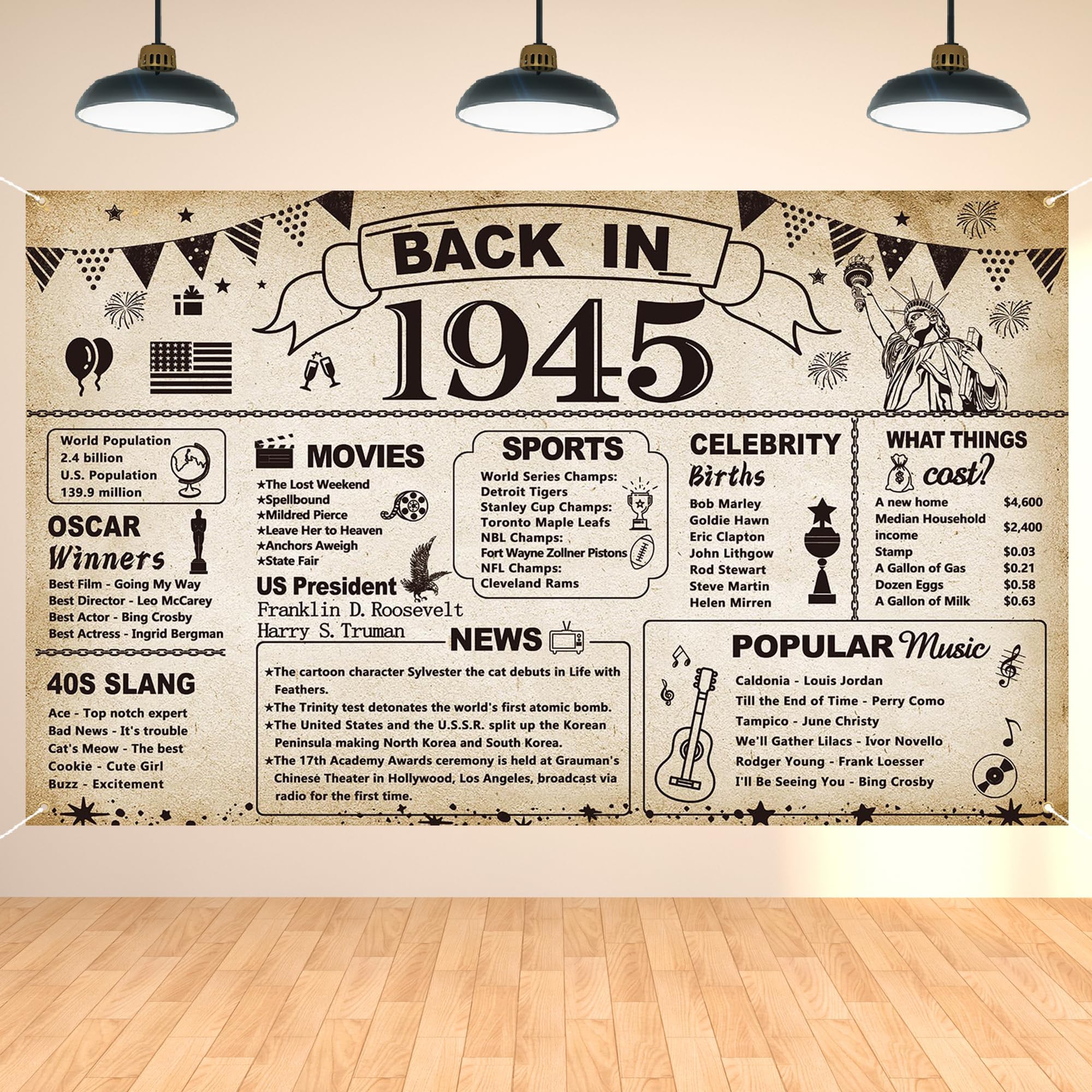 Amazon.com: 80th Birthday Party Decorations – Blue Silver Back in 1945 ...