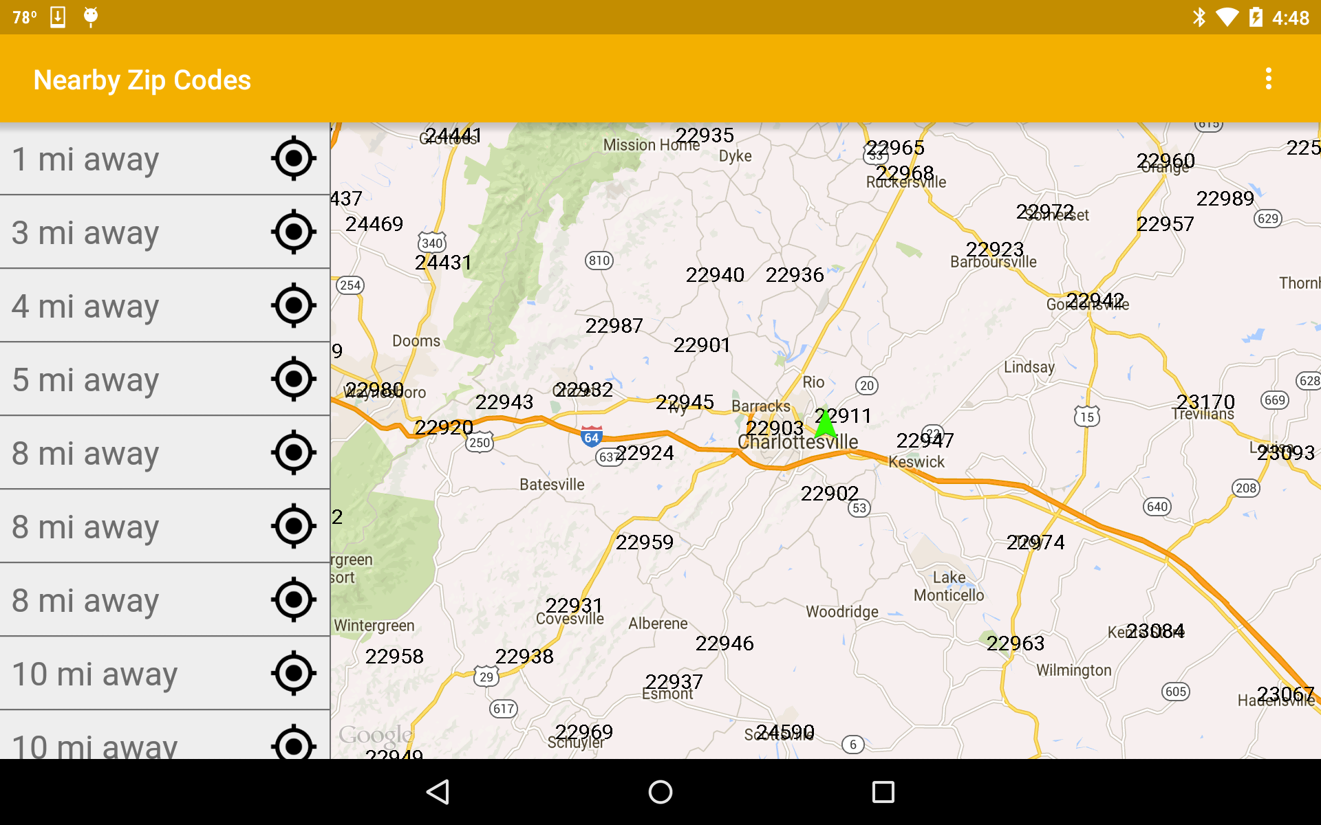 Nearby Zip Codes - App on the Amazon Appstore