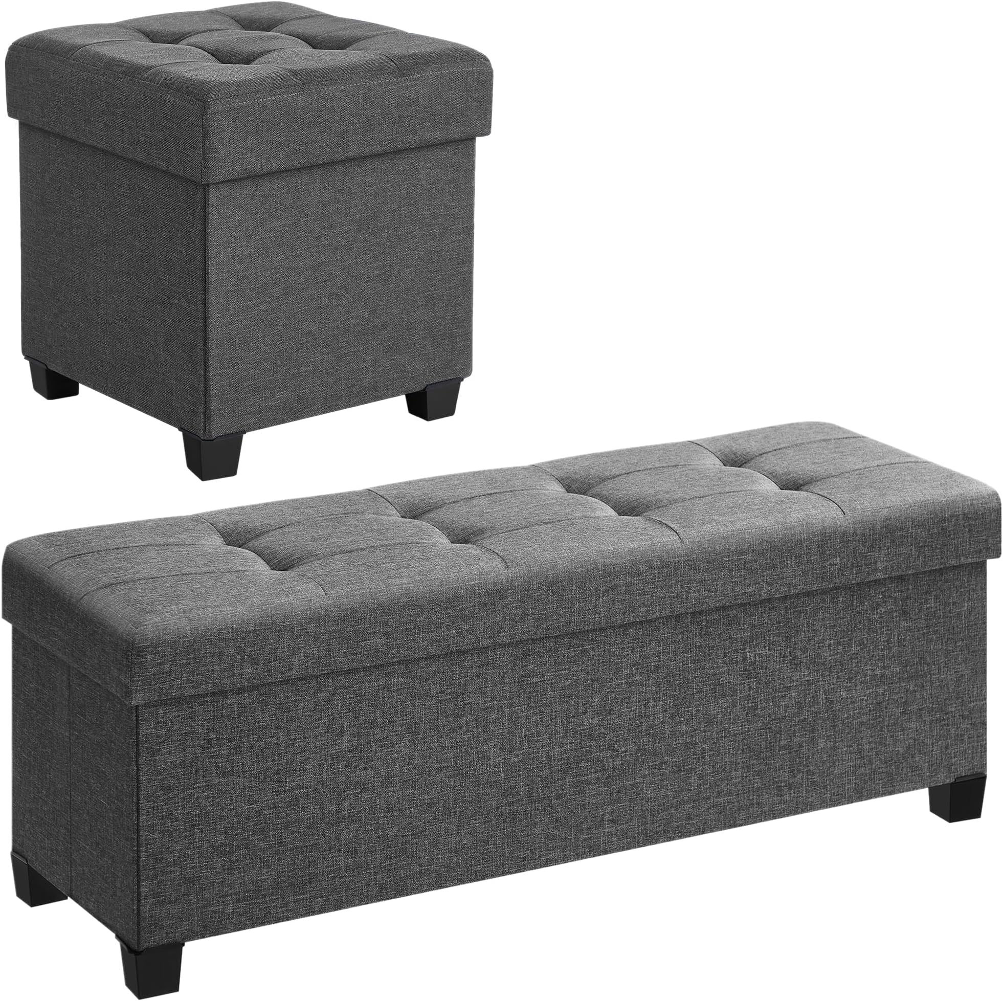 Amazon.com: SONGMICS 43.3 Inches Storage Ottoman and 15 Inches Cube ...