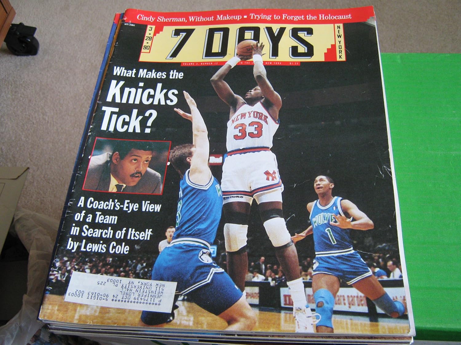 7 Days Magazine New York (New York Knicks , Cindy Sherman, 3/28/90 ...