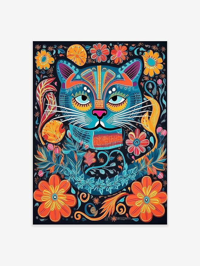 Amazon.com: Mexican Cat Art, Mexican Poster, Mexican Cat Wall Art ...