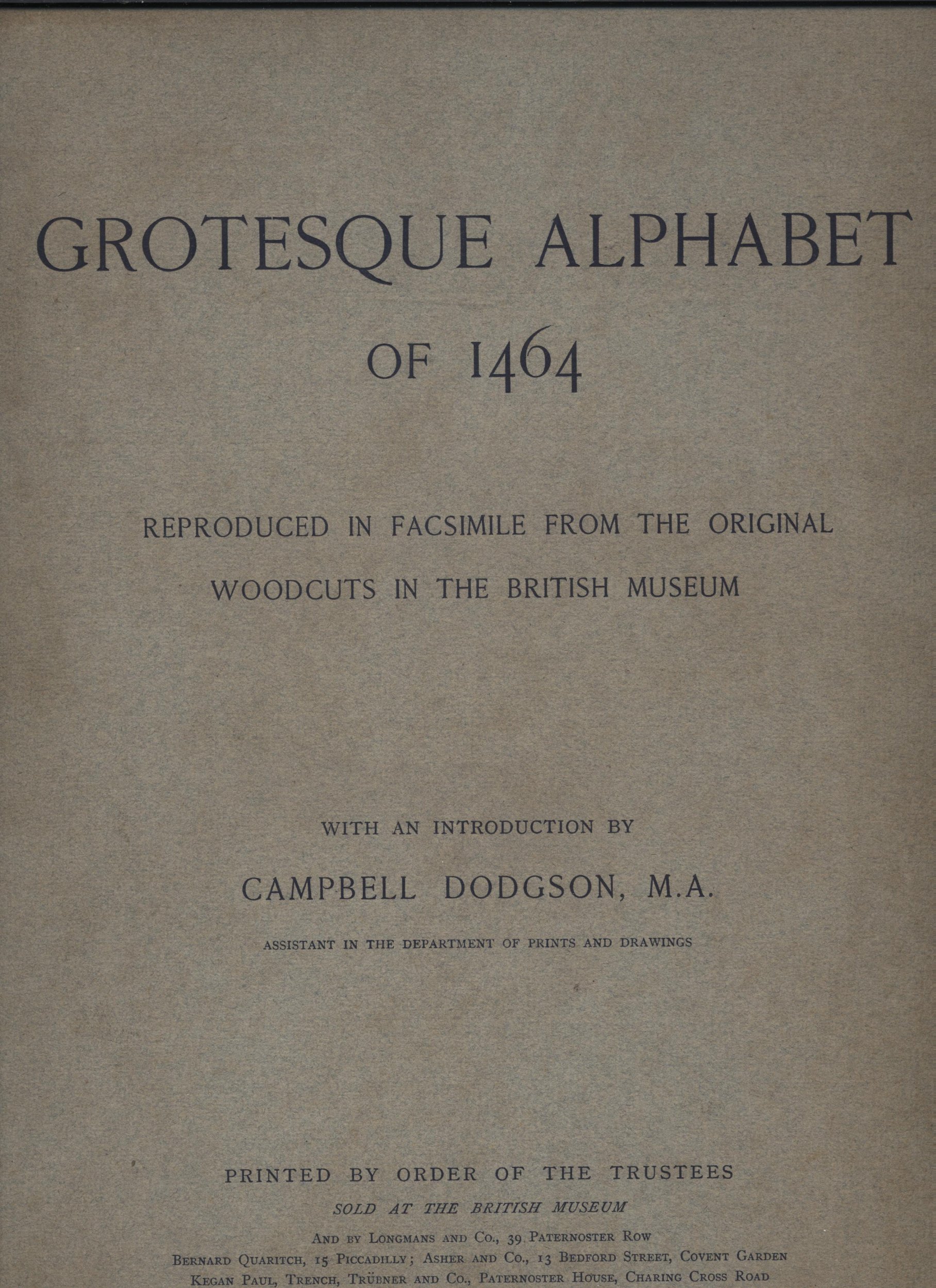 Buy Grotesque Alphabet of 1464: Reproduced in Facsmile from the ...