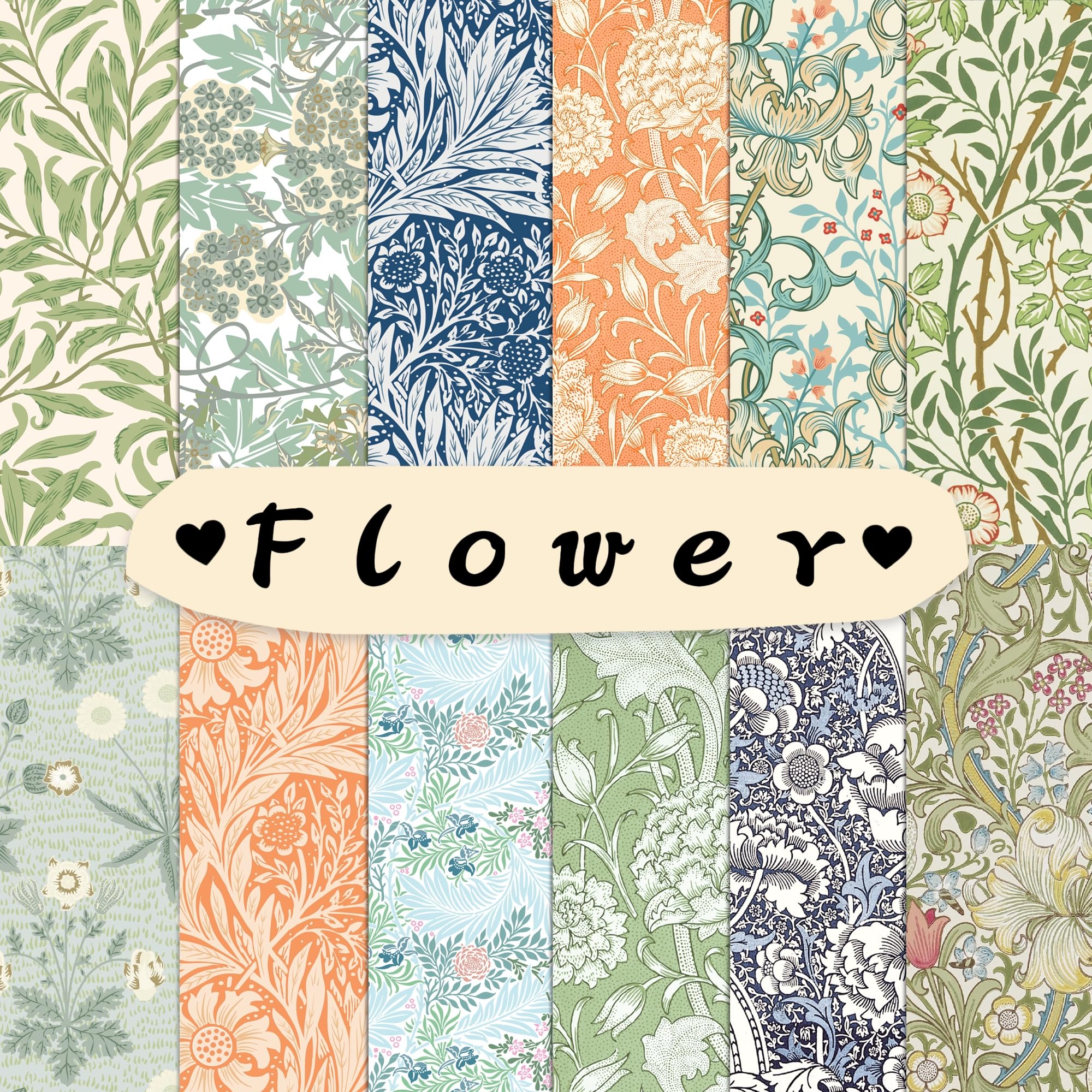 Amazon.com : Vintage Floral Scrapbook Paper, 12x12 Double-Sided ...