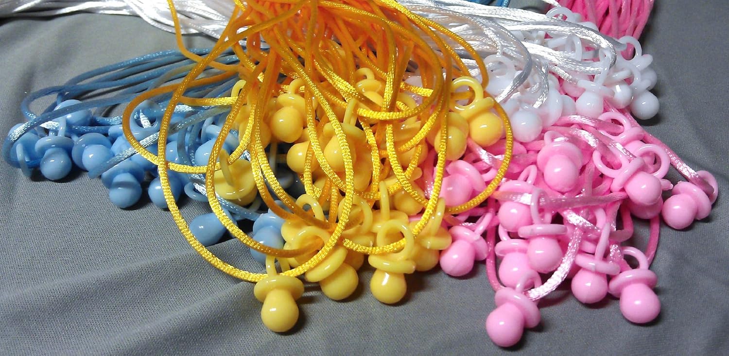 Amazon.com : 48 Pcs 3/4" Mini Mixed Colors Plastic Pacifier Necklaces ...