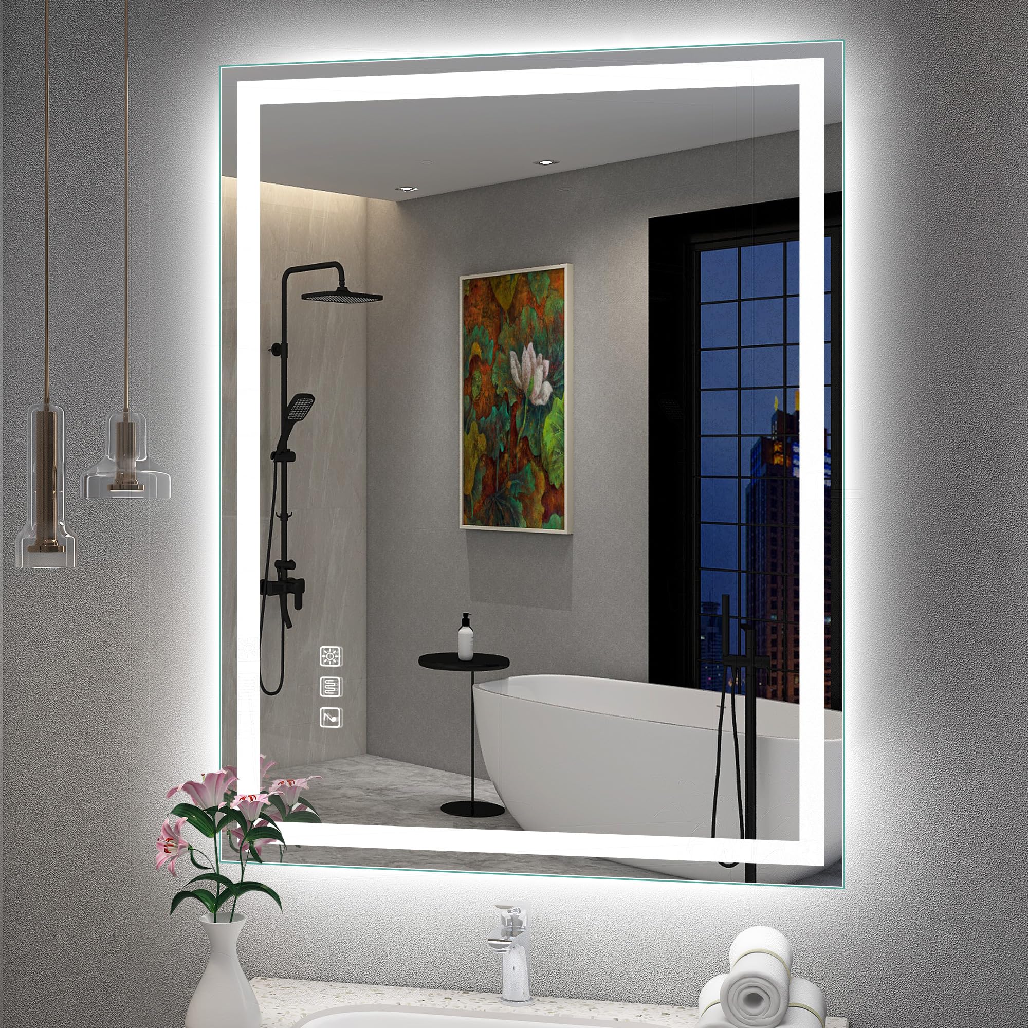 S'bagno Bluetooth-Bathroom-Mirror-with-LED-Lights 700x500mm, LED ...