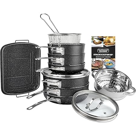 Amazon.com: Gotham Steel Stackmaster Pots & Pans Set – Stackable 10 ...