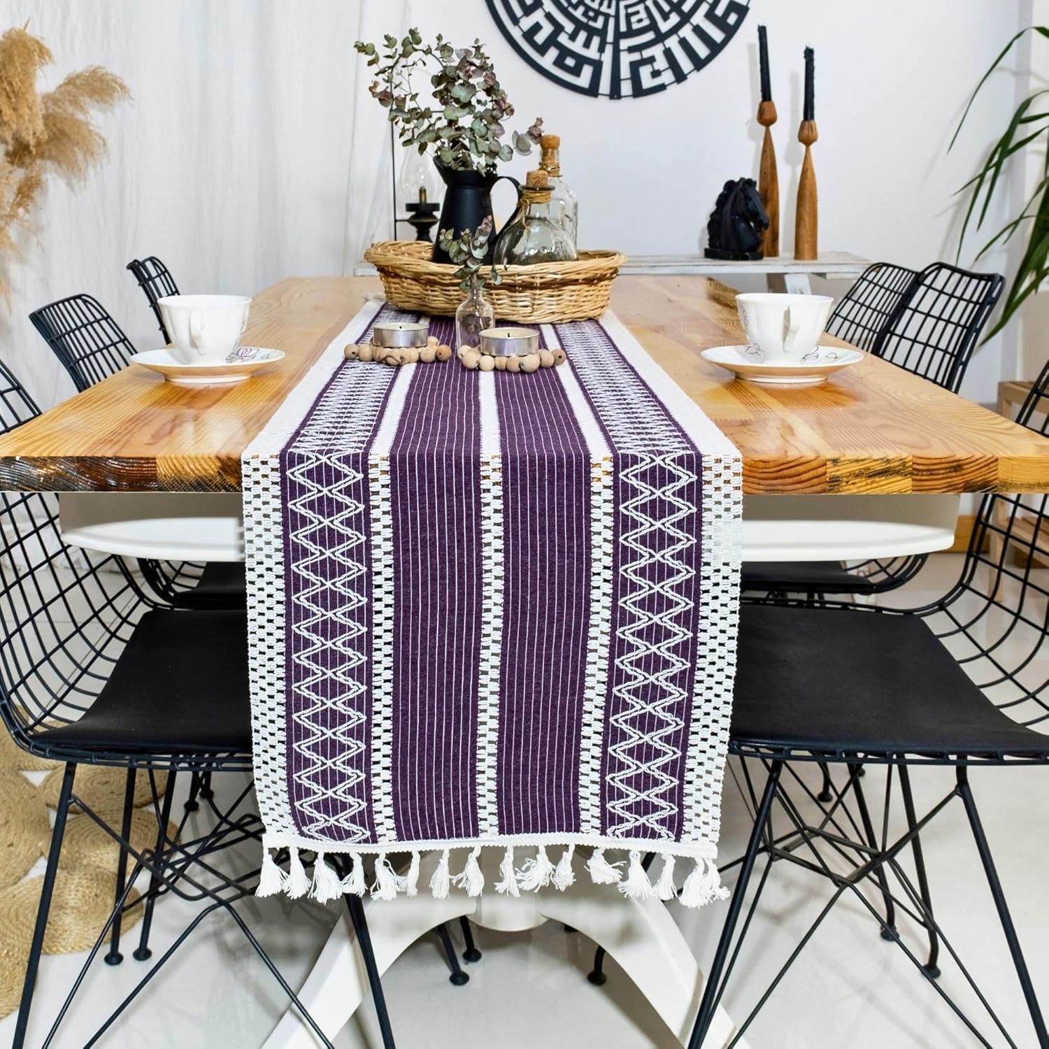 Amazon.com: Rustic Table Runner Purple Table Runner 60 inches Long ...