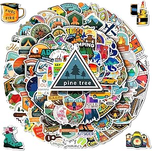 Camping Stickers, 100Pcs Outdoor Hiking Adventure Stickers, Travel ...