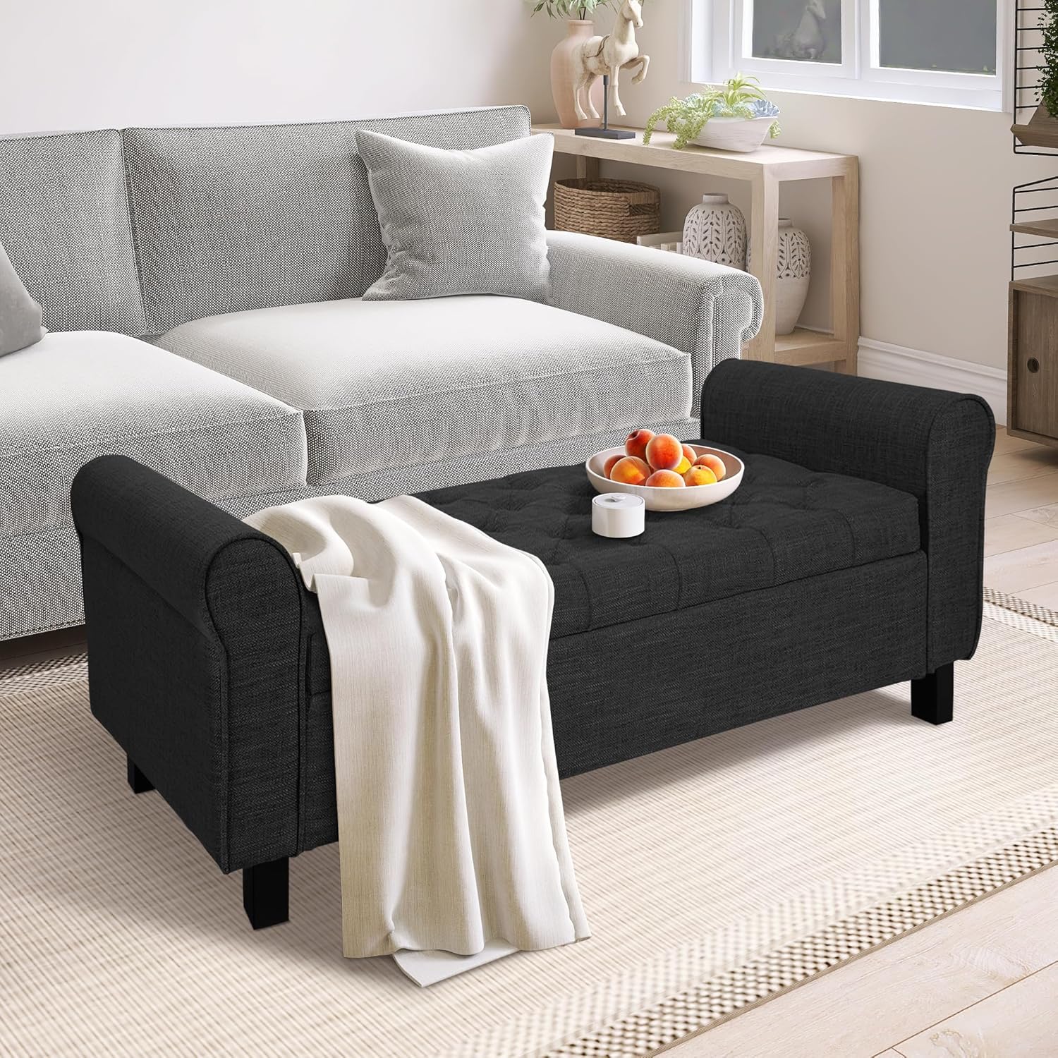 Amazon.com: Jerry & Maggie Storage Ottoman Bench, 51 Inches, Velvet ...