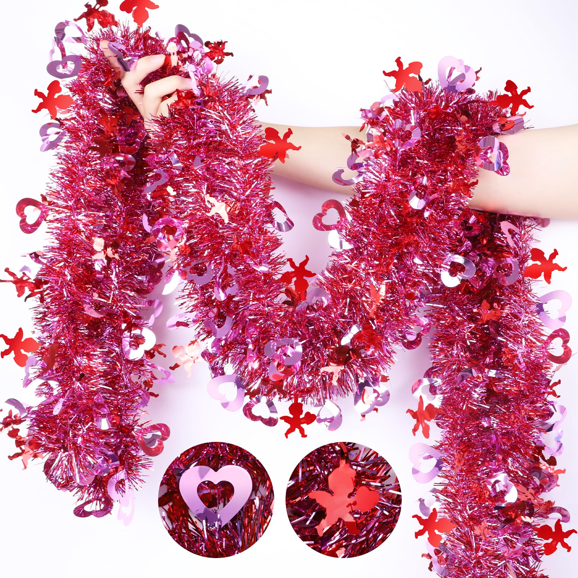 Amazon.com: 33 FT Valentines Day Garland Decor Red Cupid Pink Heart ...