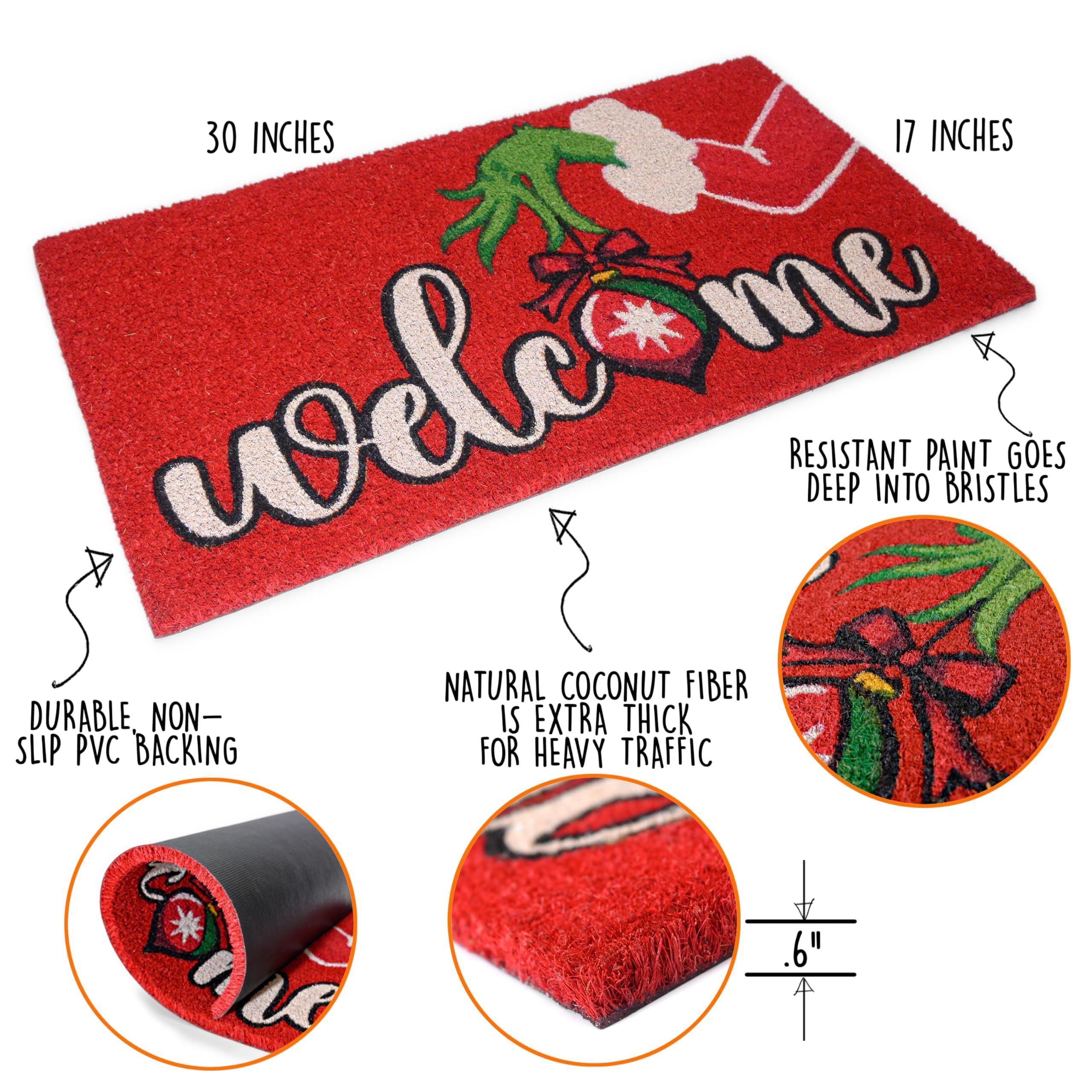 Snapklik.com : Grinch Door Mat Outdoor 30x17 Inch, Grinch Christmas ...