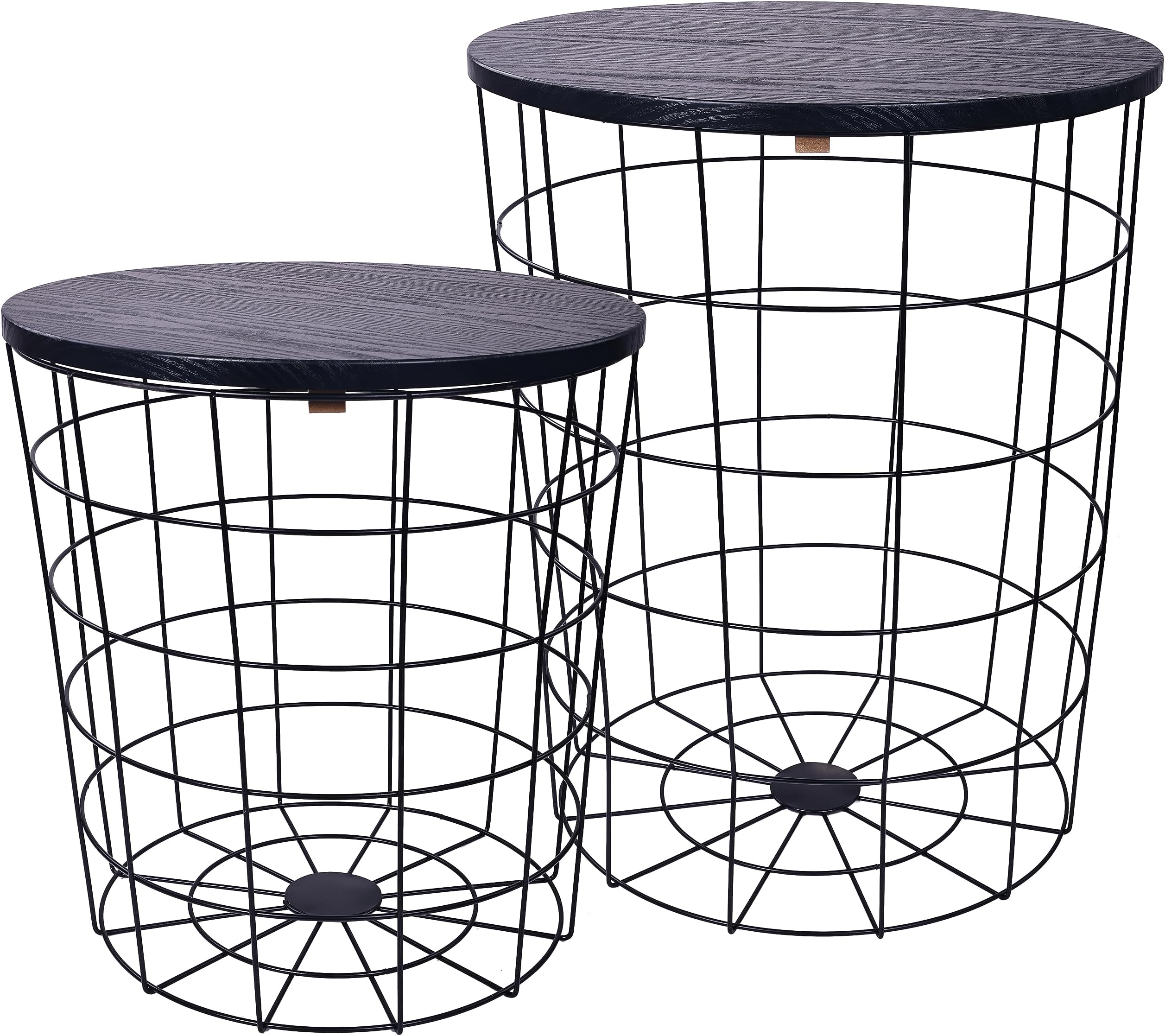 Amazon.com: Elevon Nesting Table End Table Wire Basket Base with Wood ...