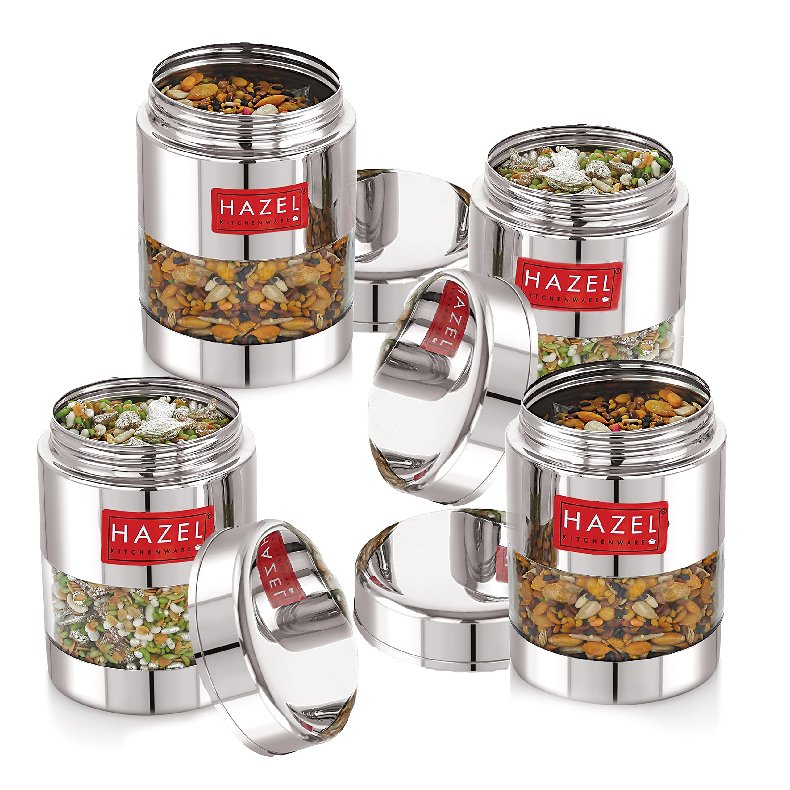 Buy HAZEL Stainless Steel Mukhwas Container | 170 ml See Through Small ...