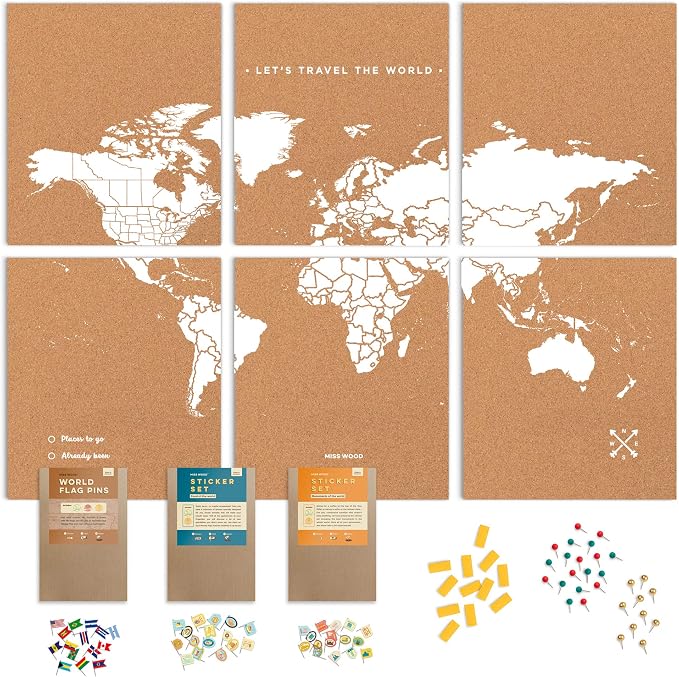 Amazon.com: Push Pin Travel Map Kit Includes: Cork World Travel Map ...