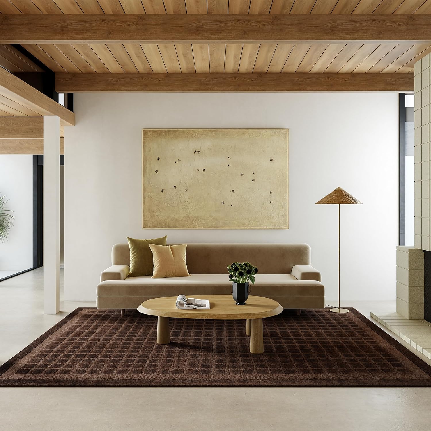 Amazon.com: Rugs USA 6x9 Fritz Checkered Wool Indoor Area Rug, Modern ...