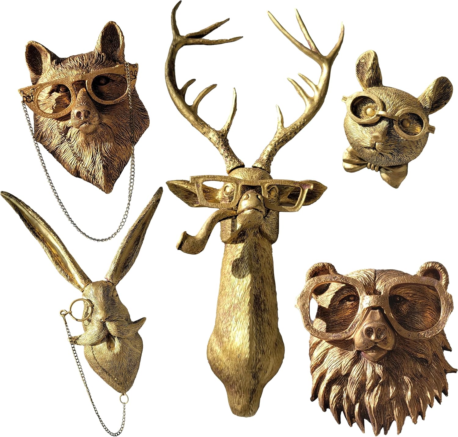 Amazon.com: Artocery Brass Animal Head Wall Decor Gold Animal Heads ...