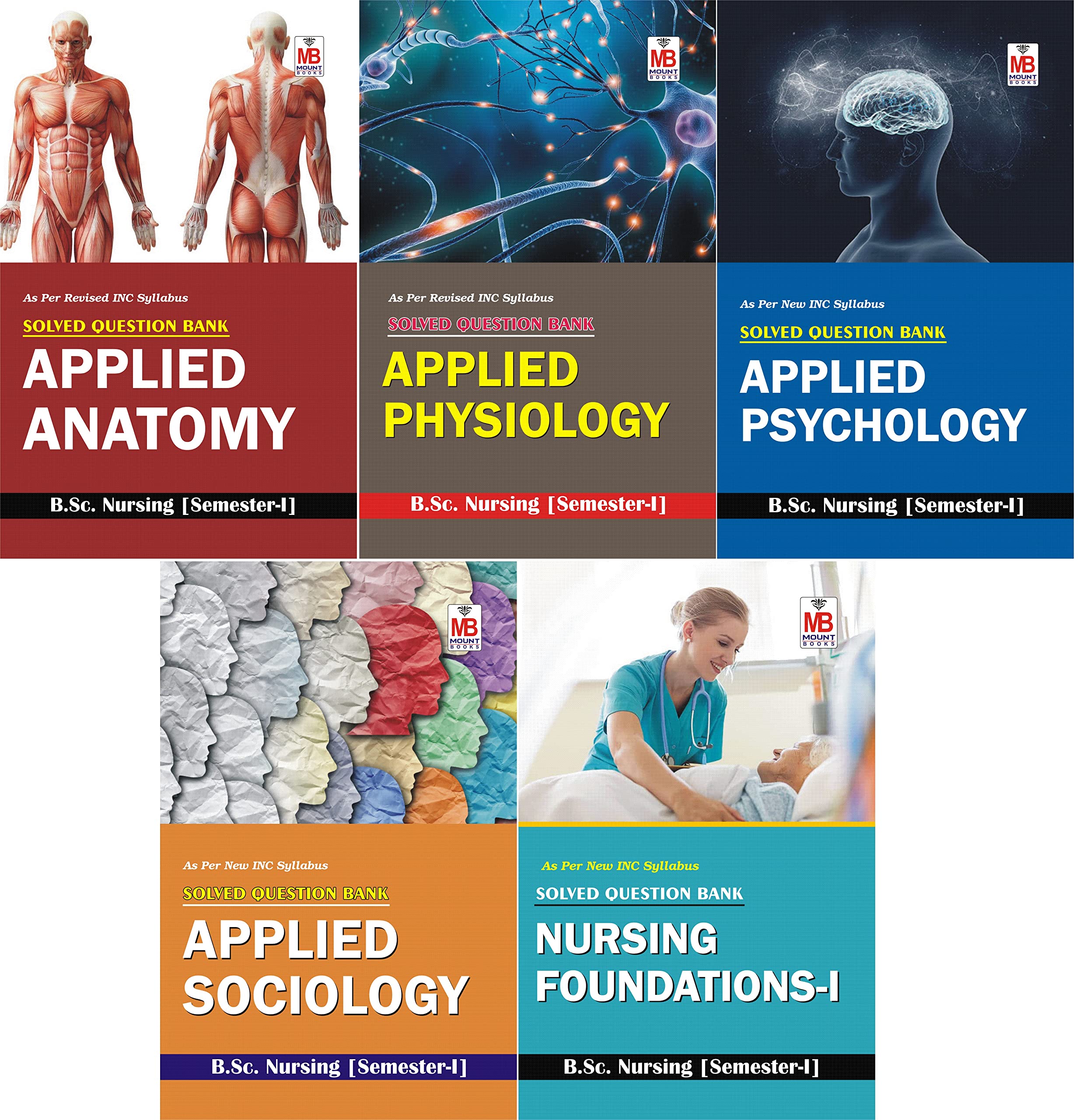 Buy B.Sc. Nursing Semester-I Solved QB (Set of 5 Books) Book Online at ...