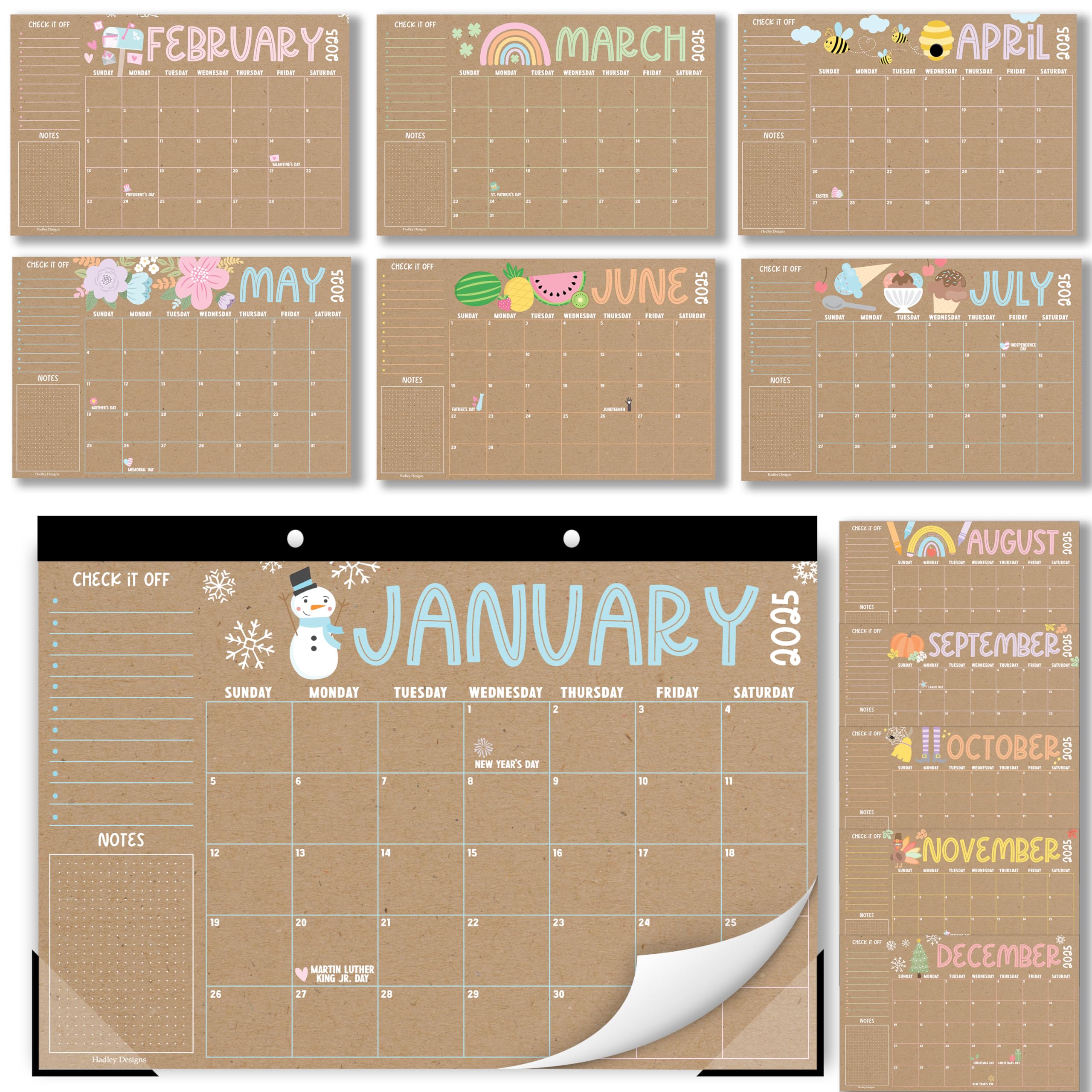 Hadley Designs Teacher Desk Calendar 2025 2026 18 Month Desktop ...