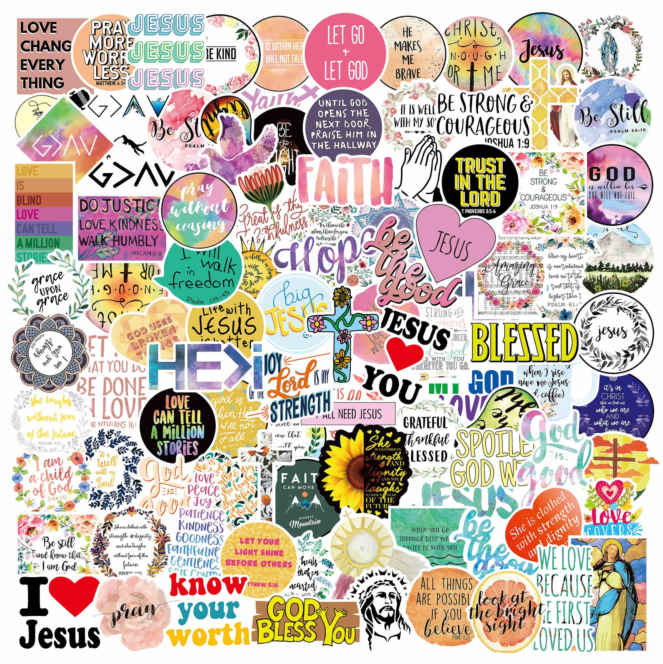 Amazon.com: Jesus Christian Stickers for Kids Teens, 100PCS Colorful ...