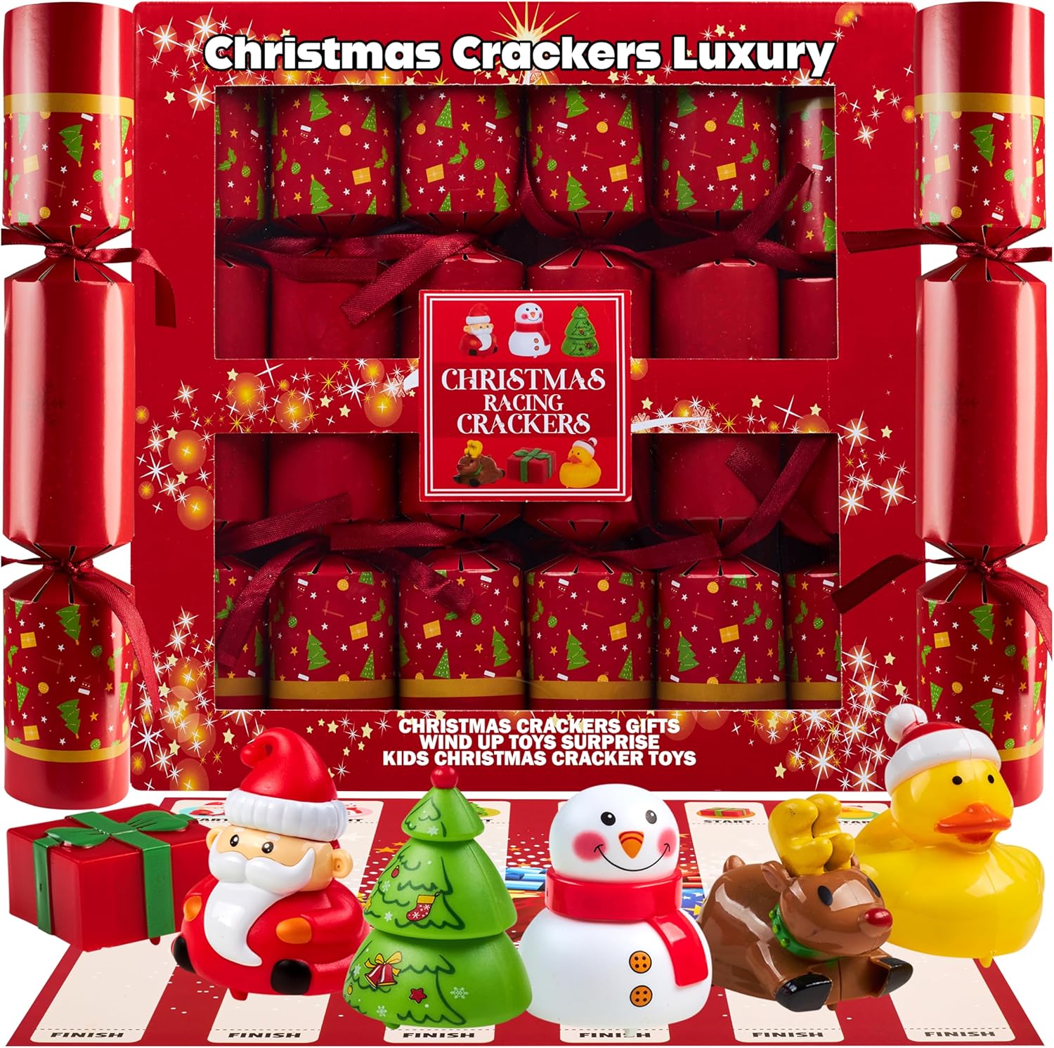 KreativeKraft Luxury Pop Christmas Crackers, Pack of 6 Deluxe Xmas ...
