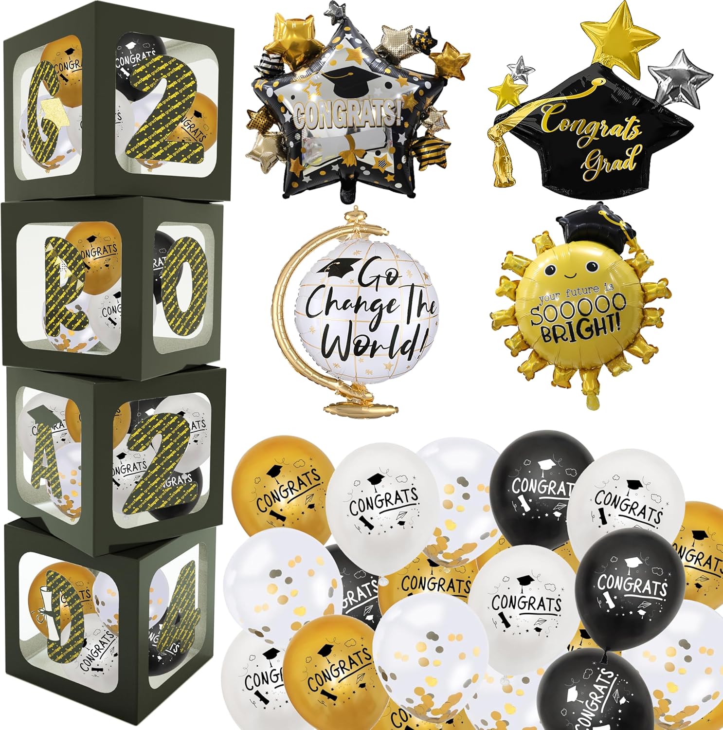 Amazon.com: VAWcornic 2024 Graduation Balloon Boxes Set, 56 Pieces ...