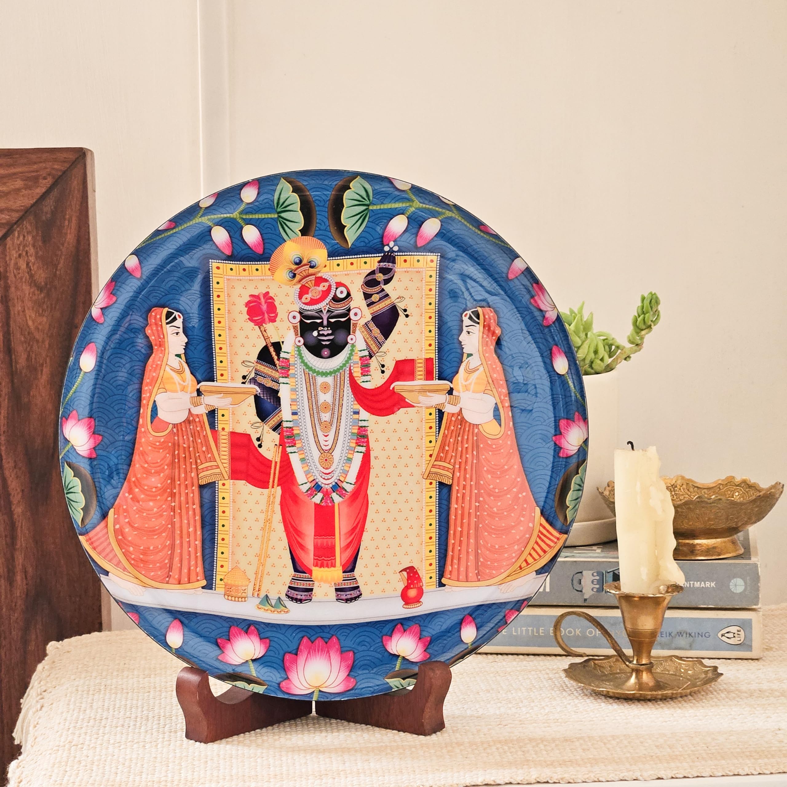 RITUALISTIC Metal Shrinathji Single Wall Plate 10 Inch with Stand ...
