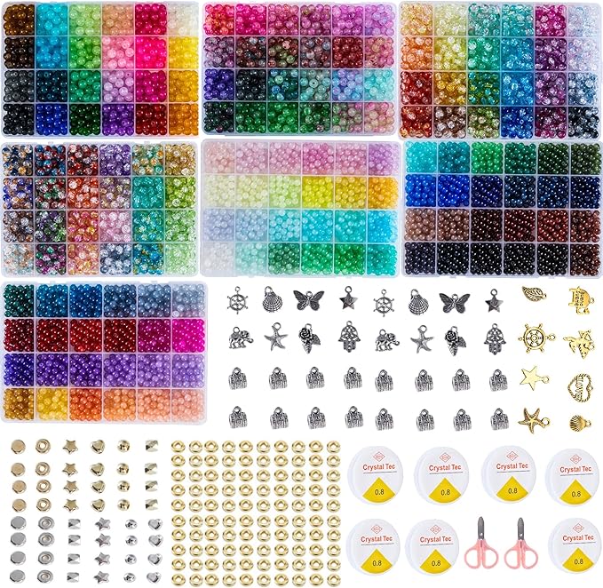 Amazon.com: 5600pcs 6mm/8mm Glass Beads for Jewelry, Crystal Glass ...