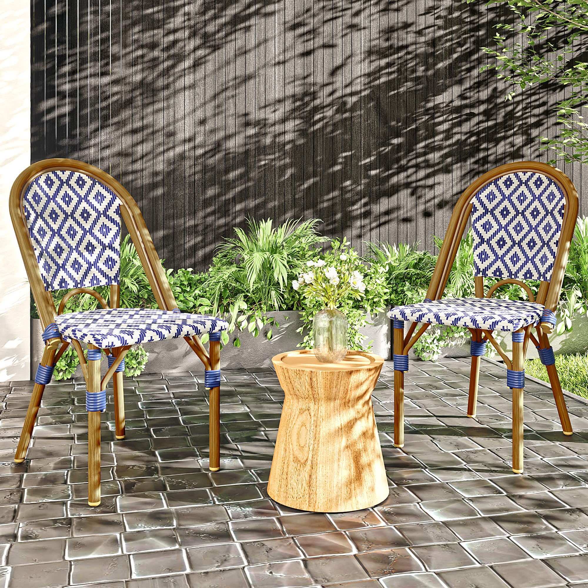 Amazon.com - Bistro Chair Set of 2, Outdoor Armless Patio Dining Chairs ...