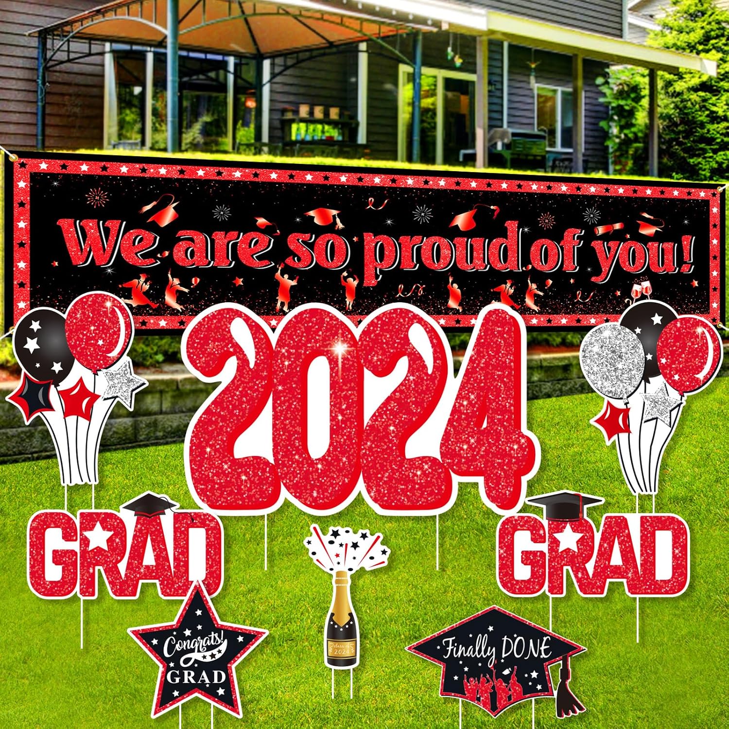 Amazon.com : KMUYSL Large Graduation Decorations Class of 2024 Yard ...