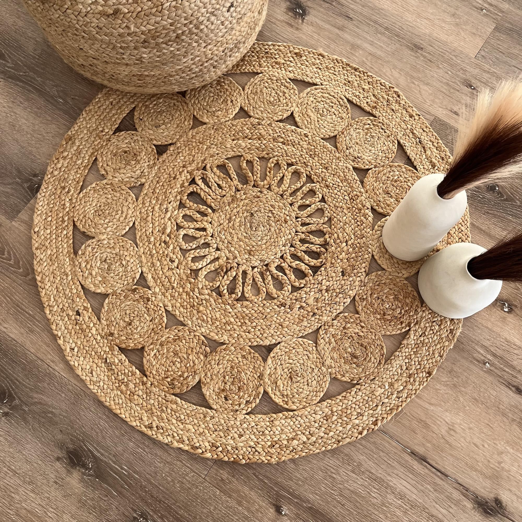 Demeter Round Rug, 100% Natural Jute, Artistic Hand Woven Circular ...