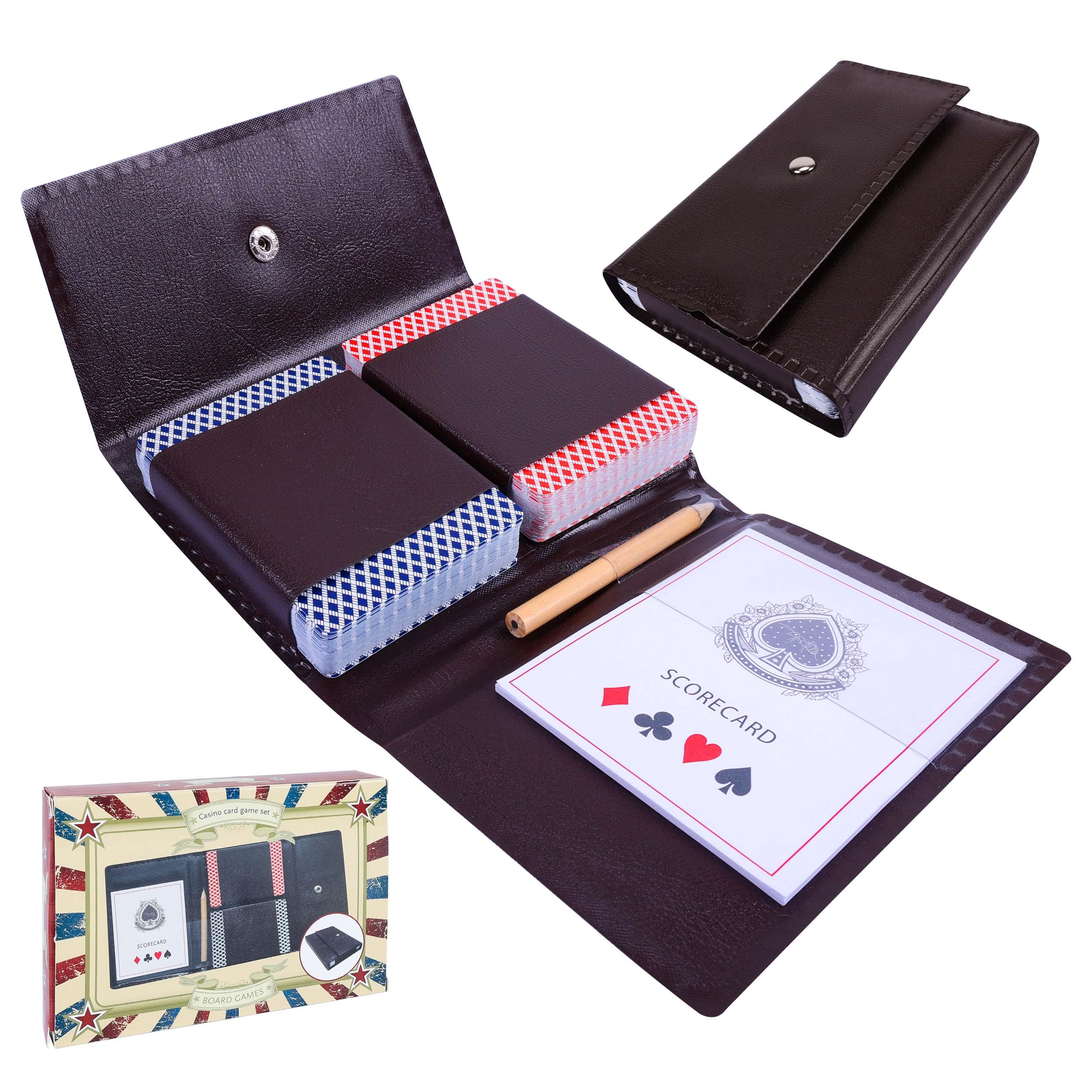 Snapklik.com : Gothink Playing Cards 2 Packs, Leather Case Card Game Set
