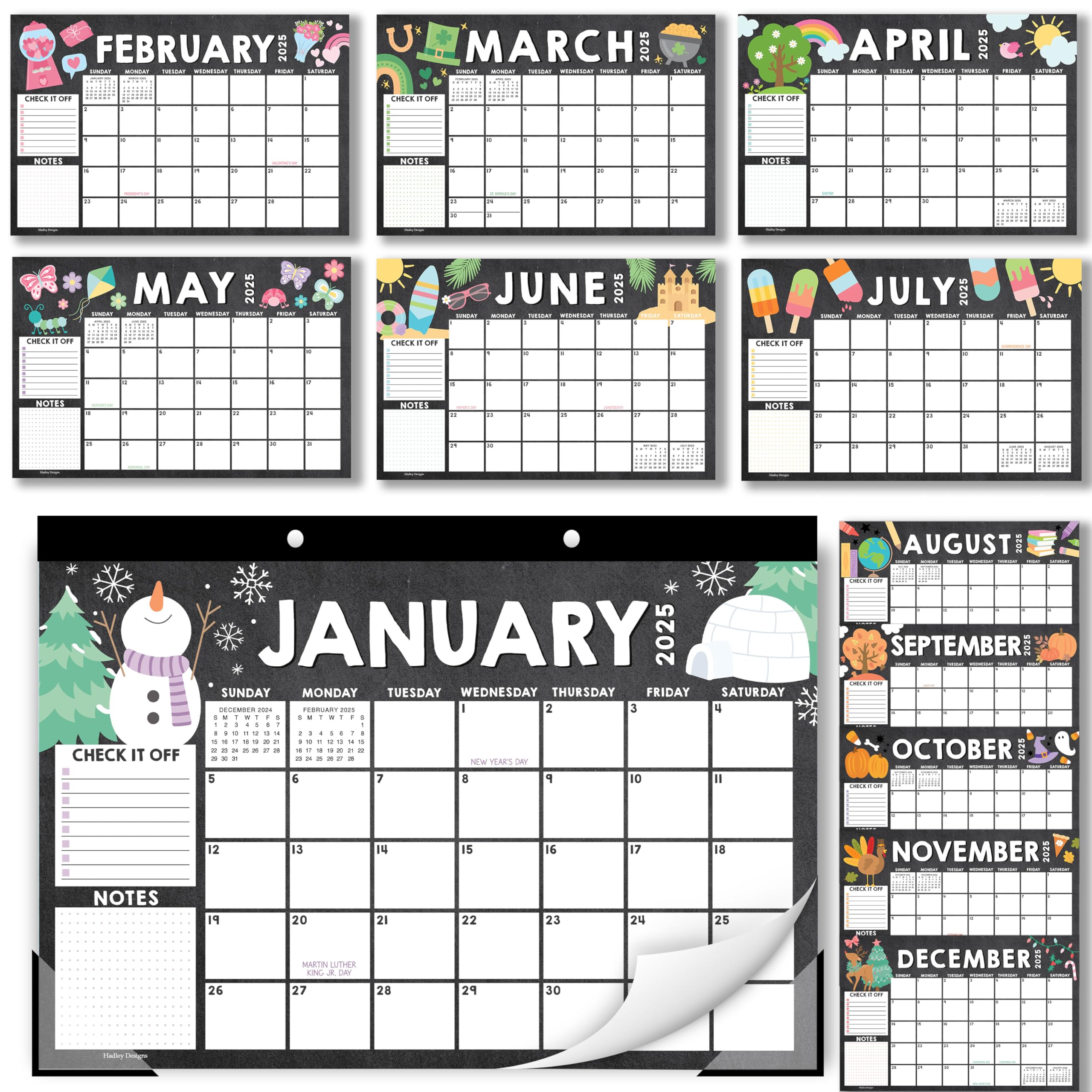 Hadley Designs Teacher Desk Calendar 2025 2026 18 Month Desktop ...