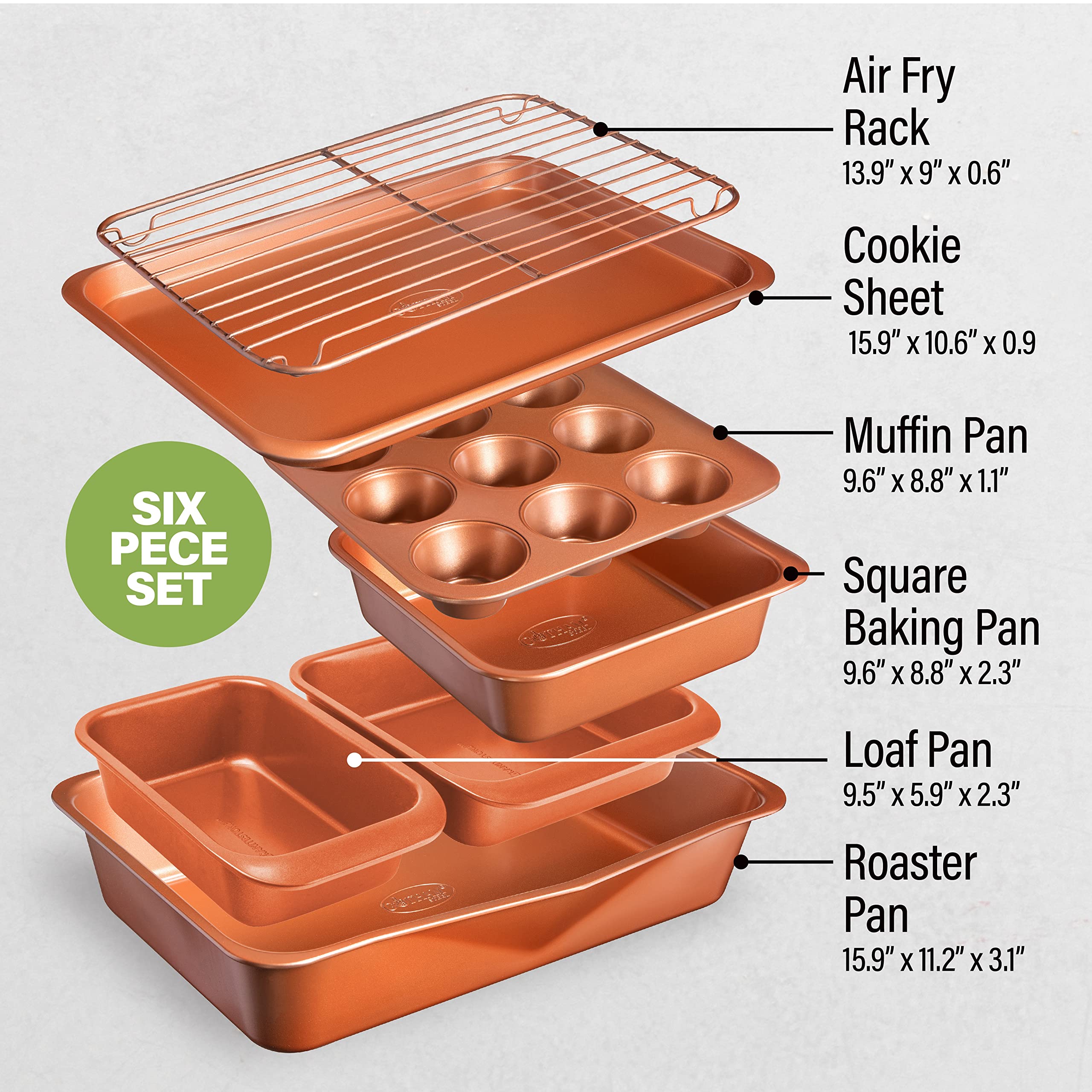 6 Inch Cake Pans Gotham Steel 6-Piece Non-Stick Bakeware Set - Ti ...