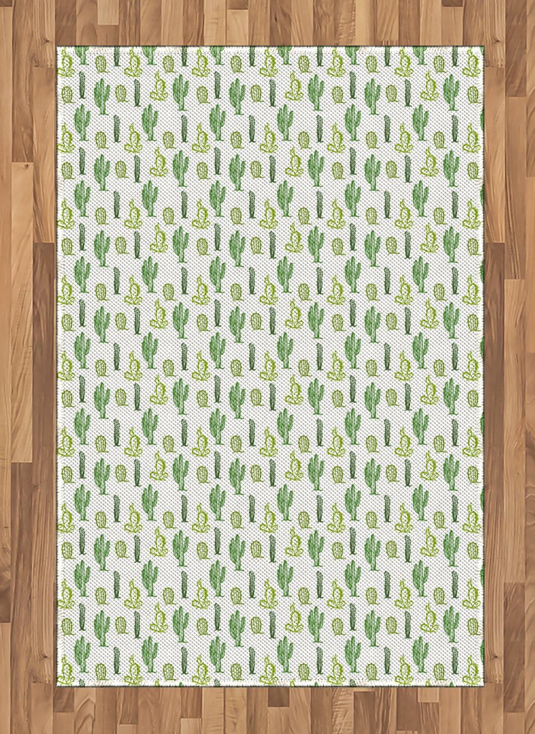 Amazon.com: Ambesonne Cactus Area Rug, Doodle Style Cartoon Floral ...