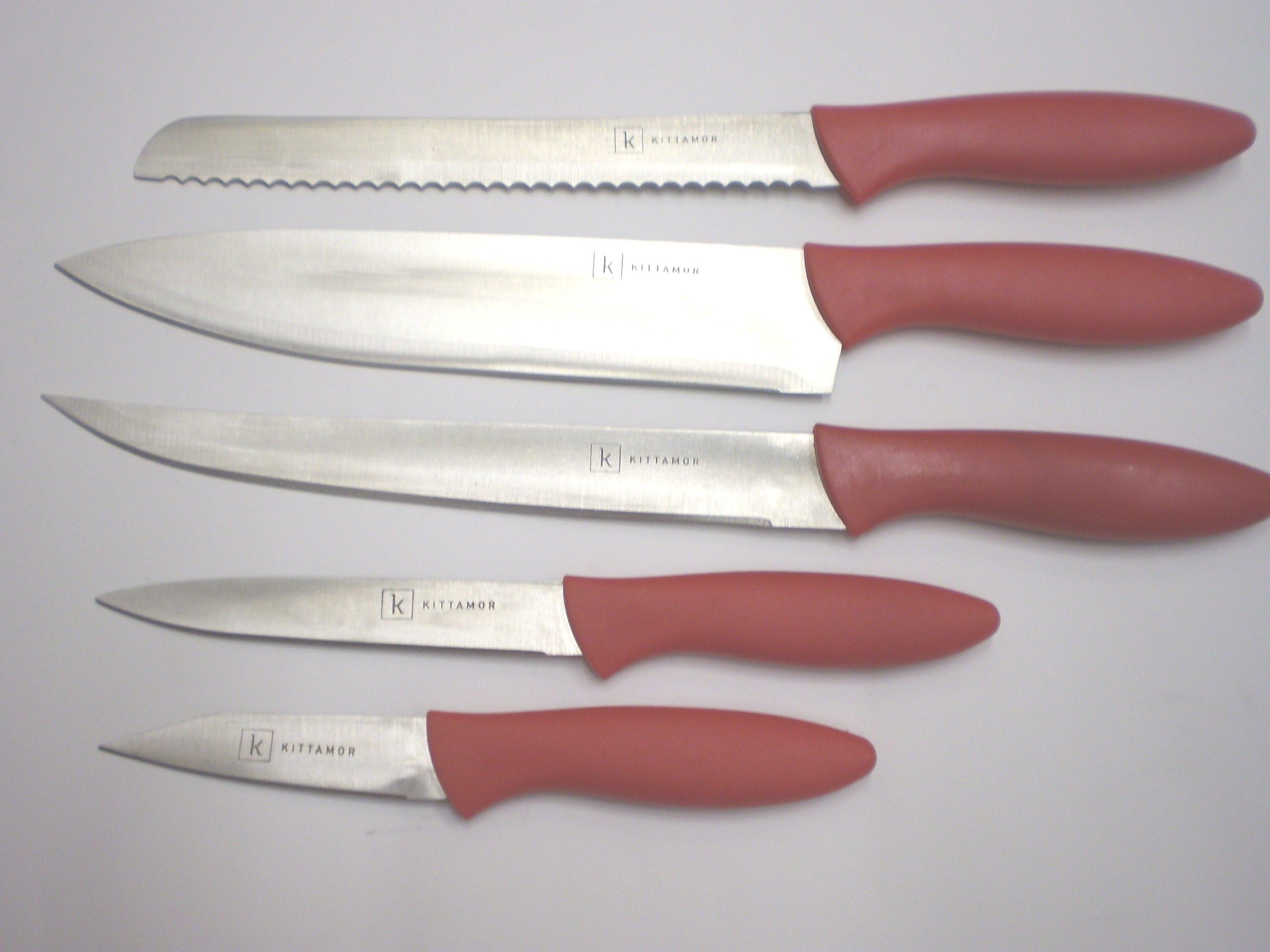 Amazon.com: Masterchef 13-Piece Knife Set with Block, Red: Red Kitchen ...